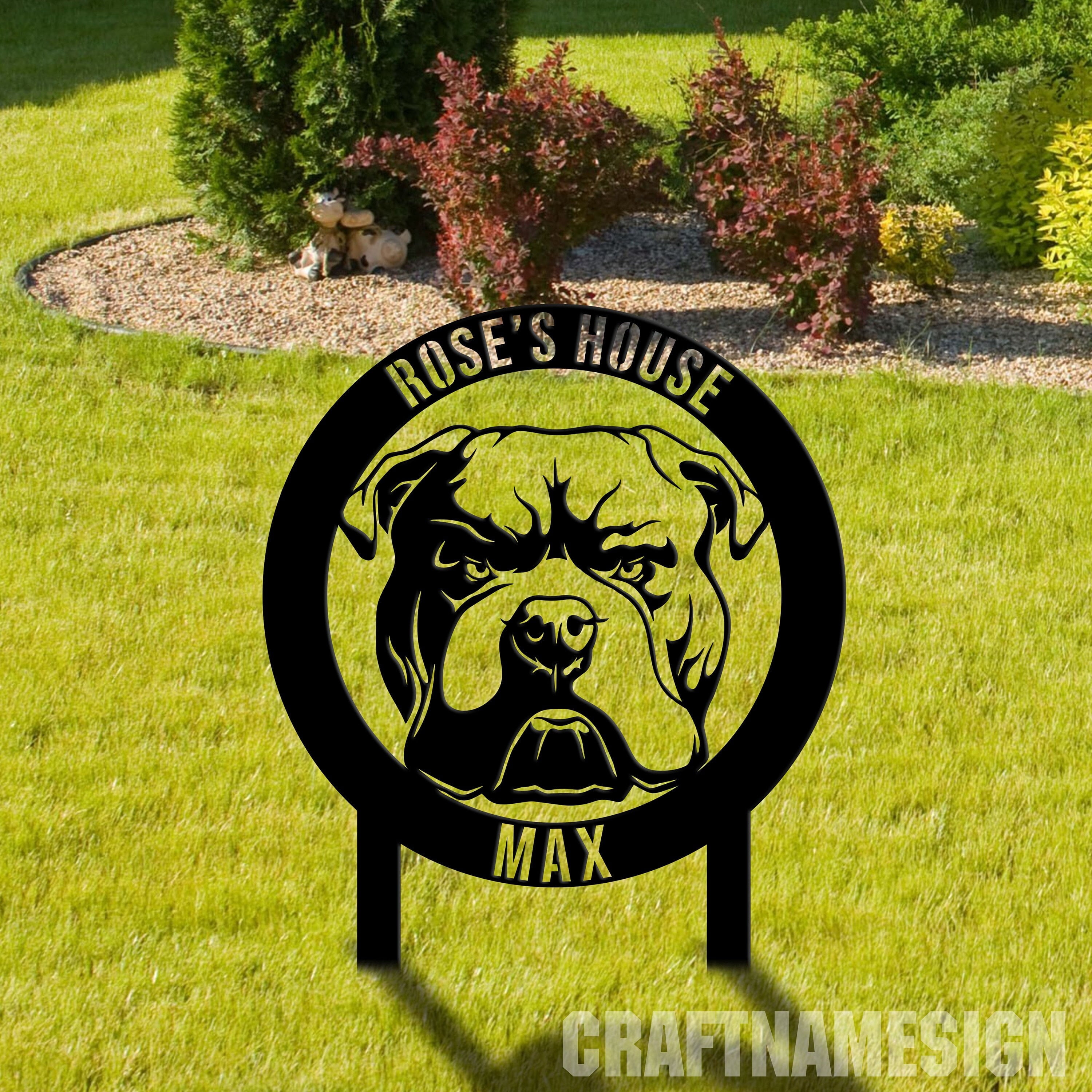 Craftnamesign Custom Bulldog Memorial Stake, Dog Memorial Plaque with ...