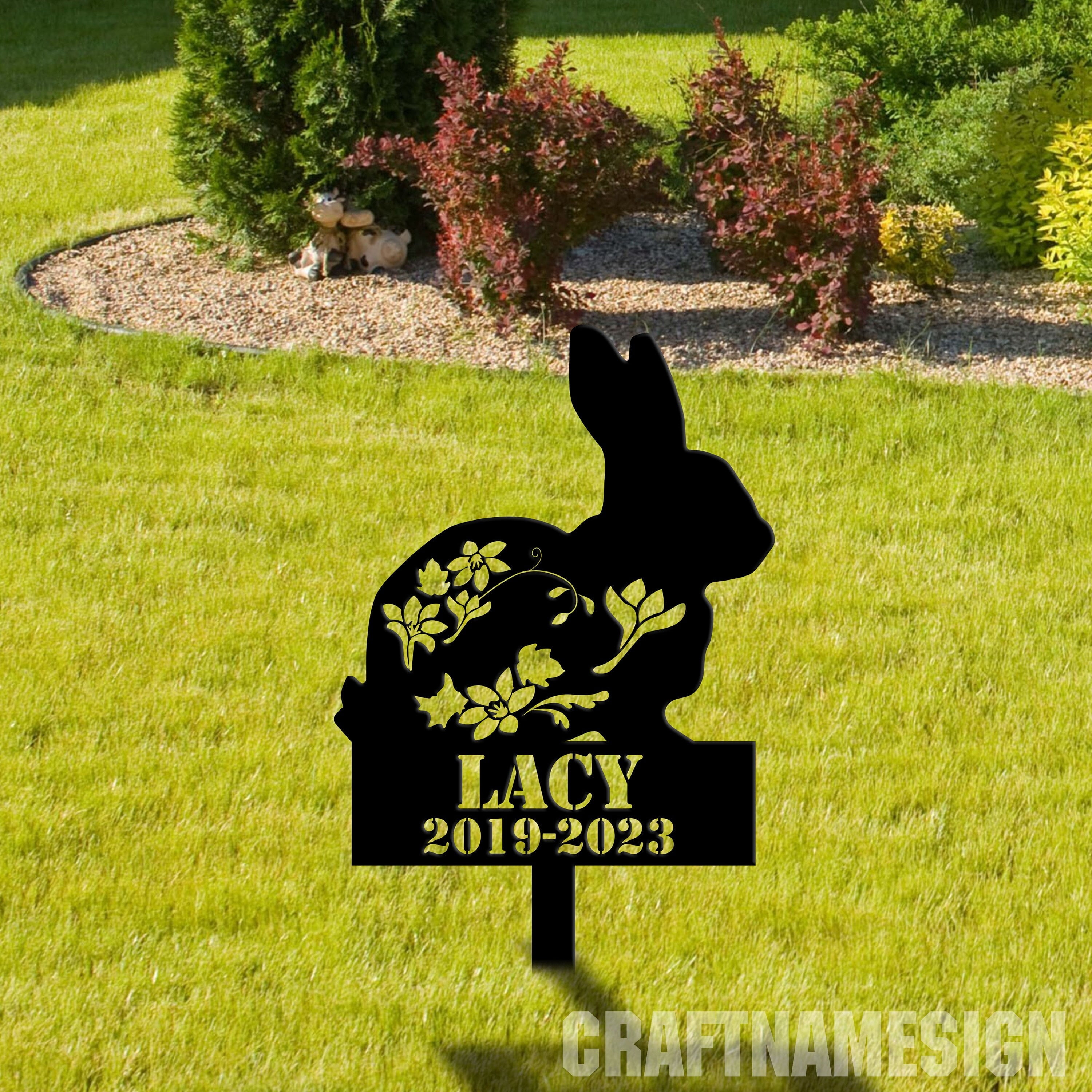 Craftnamesign Custom Bunny Memorial Stake, Rabbit Grave Marker, Pet ...