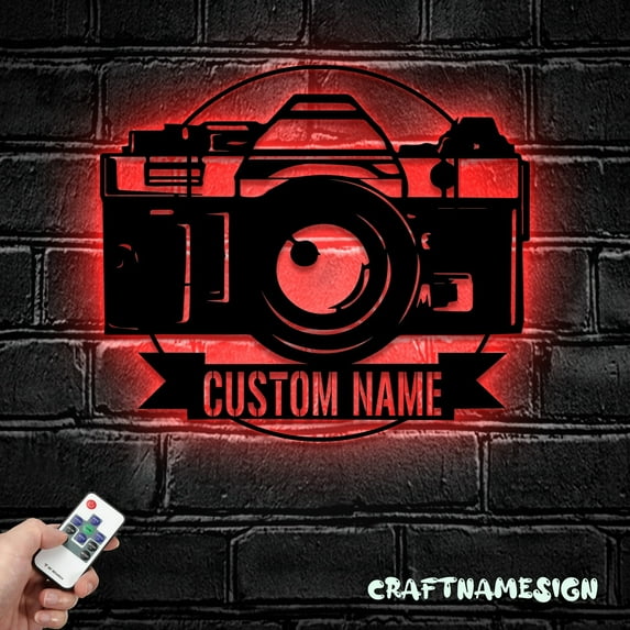 Craftnamesign Custom Camera Metal Sign LED Light, Photographer Gift ...