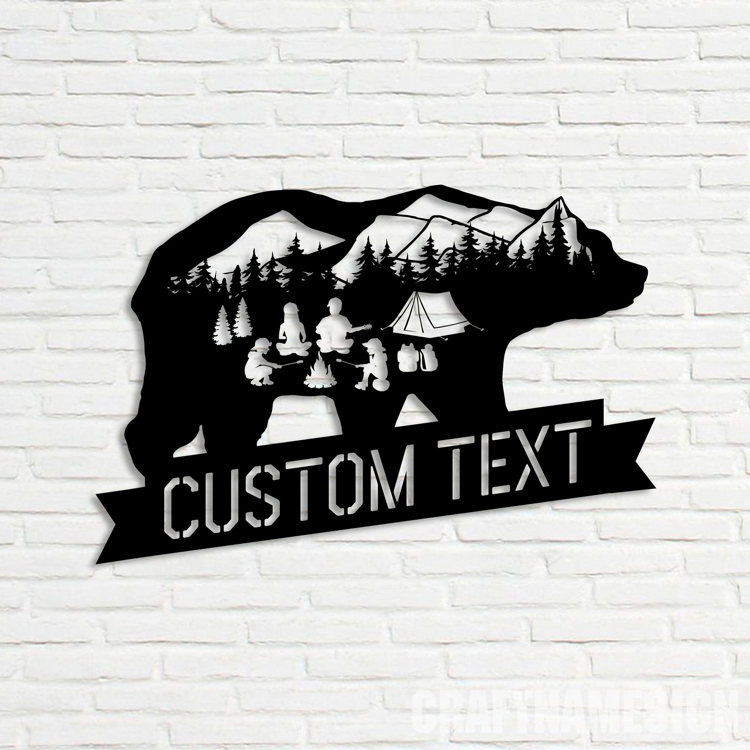 Craftnamesign Custom Camping Metal Sign, Mountain Campfire Wall Sign ...