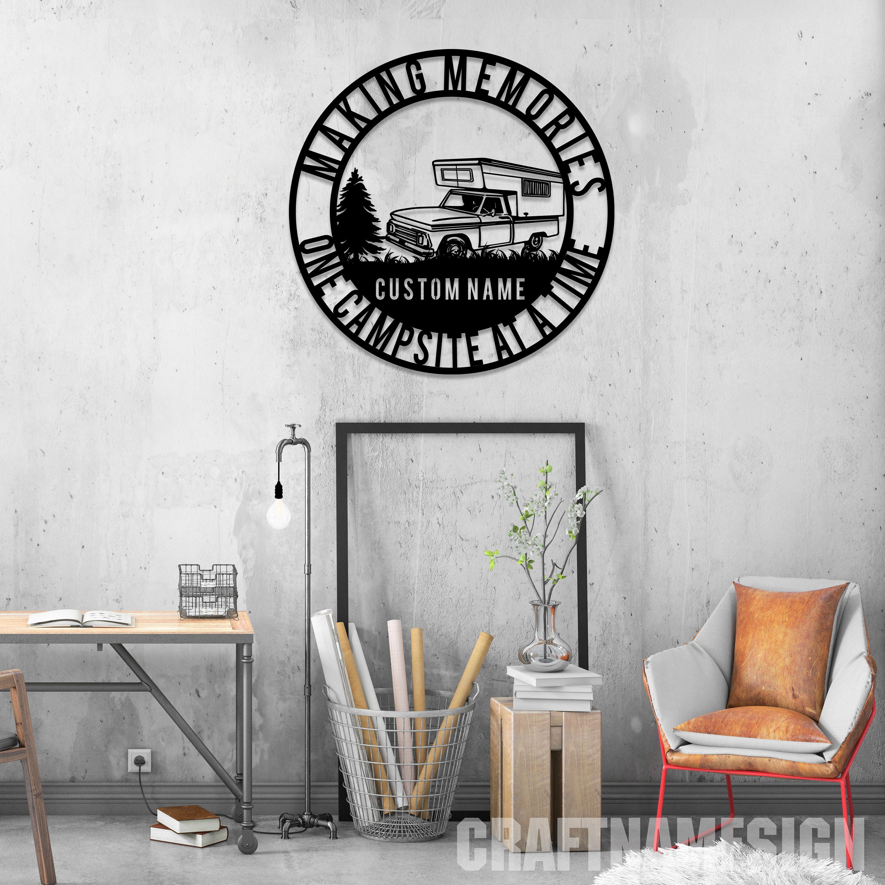 Craftnamesign Custom Camping Name Sign Decor, Cabin Campsite Forest ...