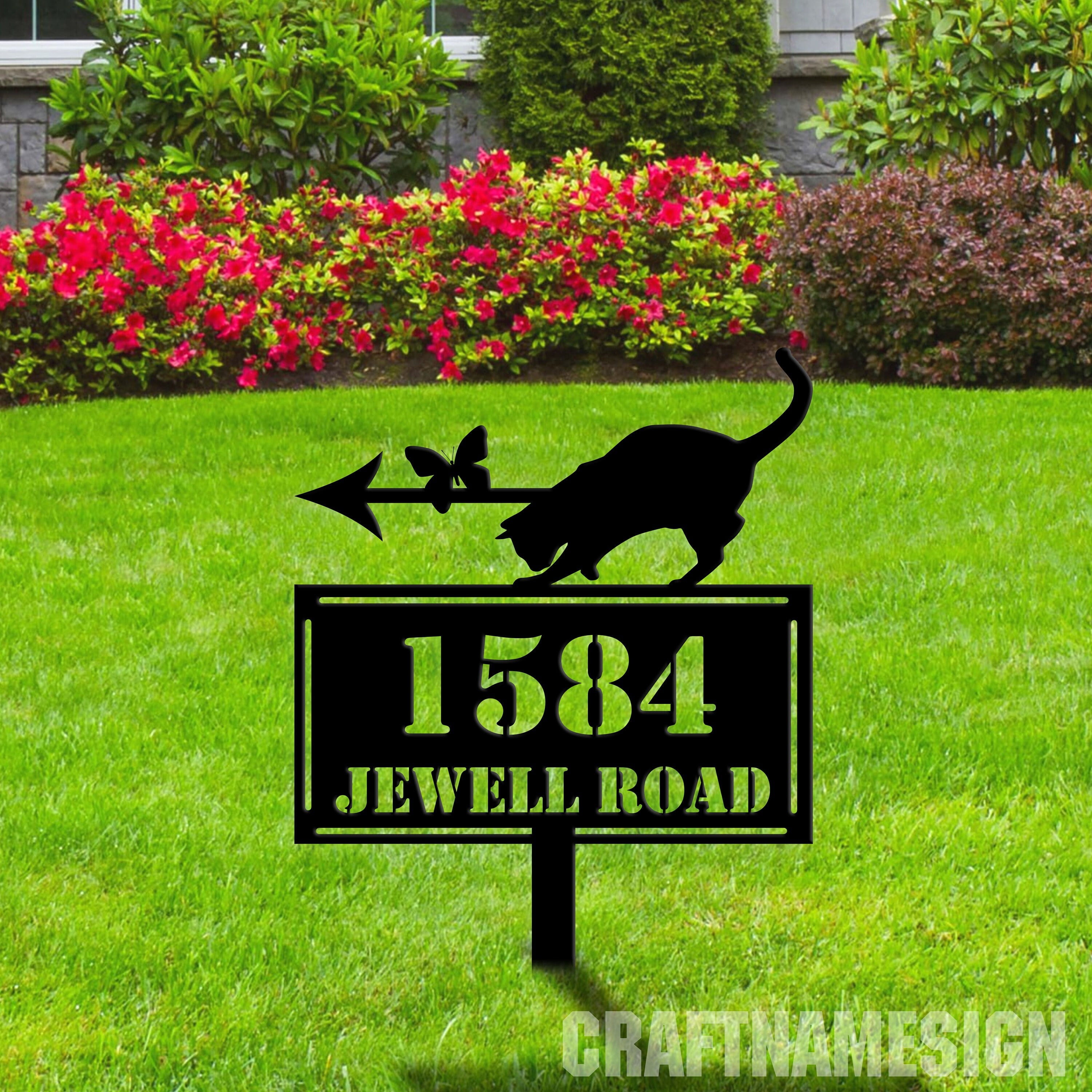 Craftnamesign Custom Cat Lovers Metal Adress Sign, Home Address Sign ...