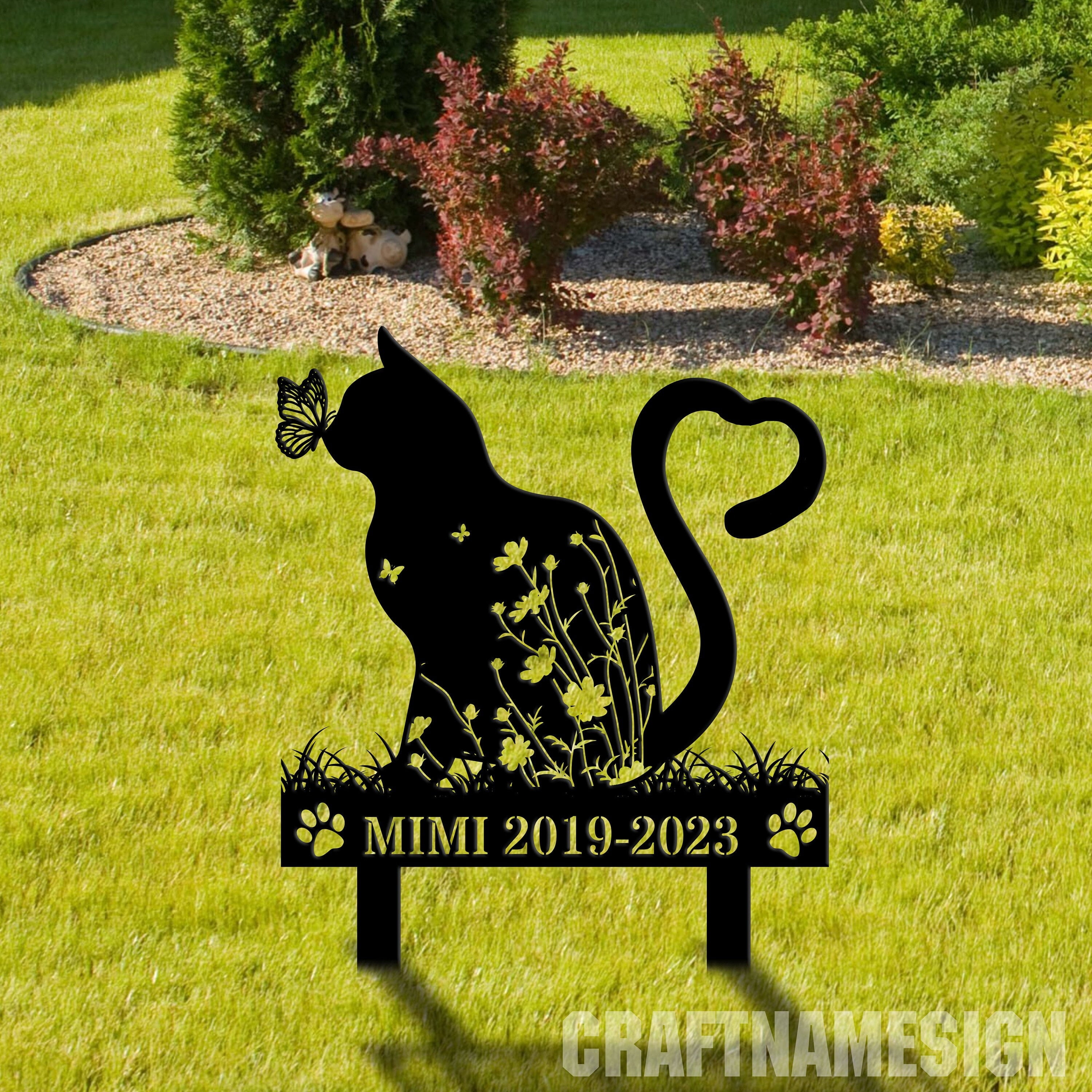 Craftnamesign Custom Cat Memorial Stake, Cat Memorial Plaque with Stake ...