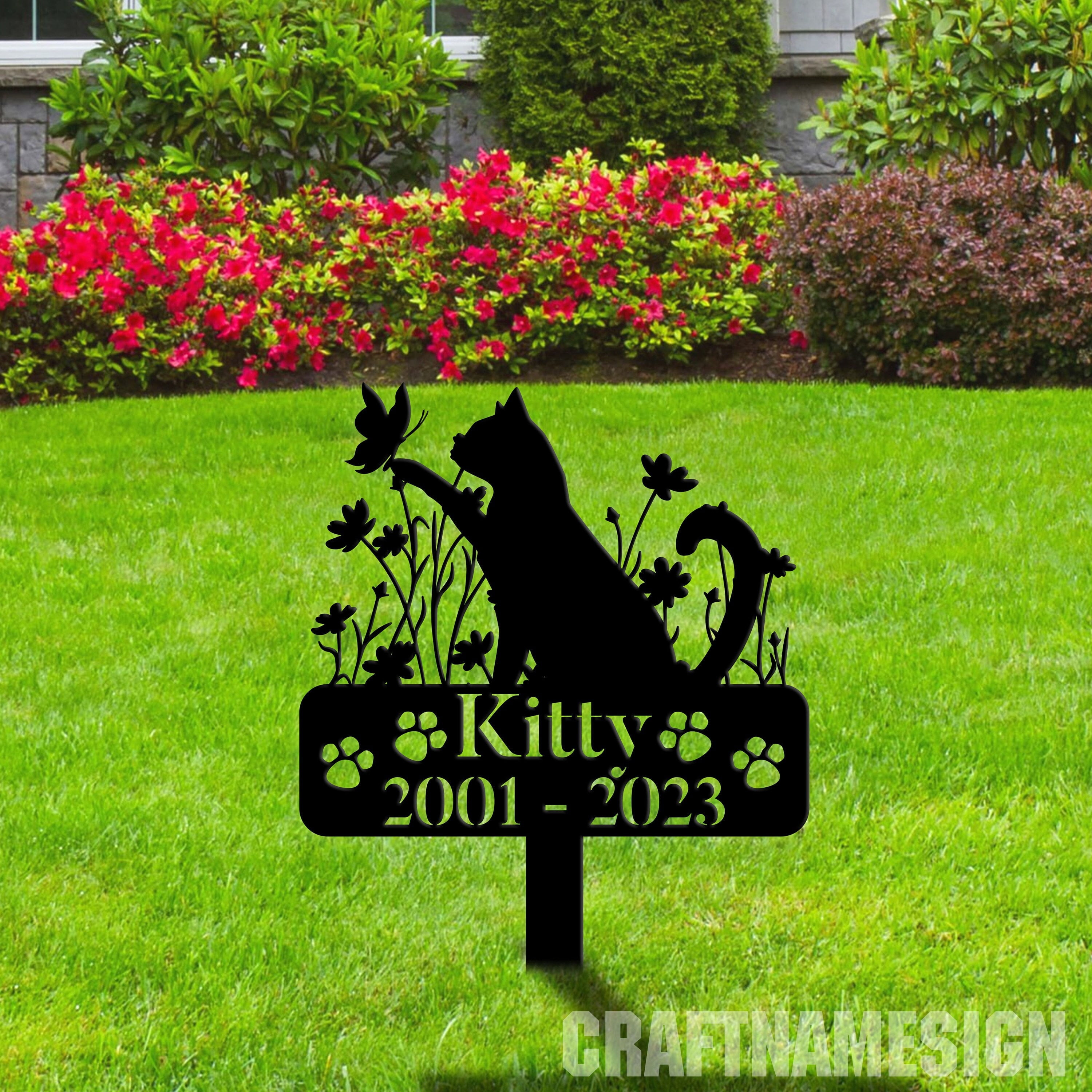 Craftnamesign Custom Cat Memorial Stake, Cat Memorial Plaque with Stake ...