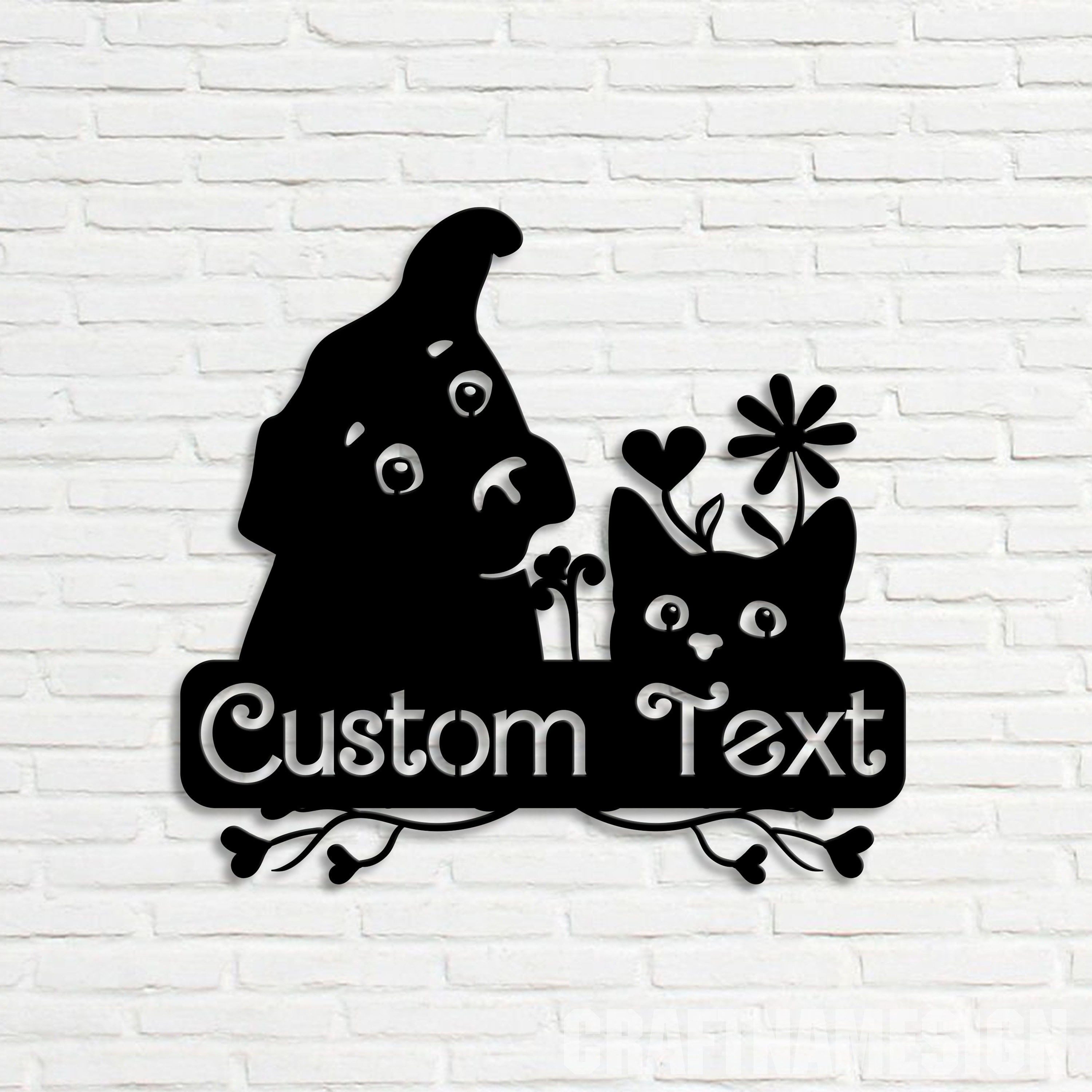 Craftnamesign Custom Cat and Dog Metal Sign, Cat and Dog Home Decor ...