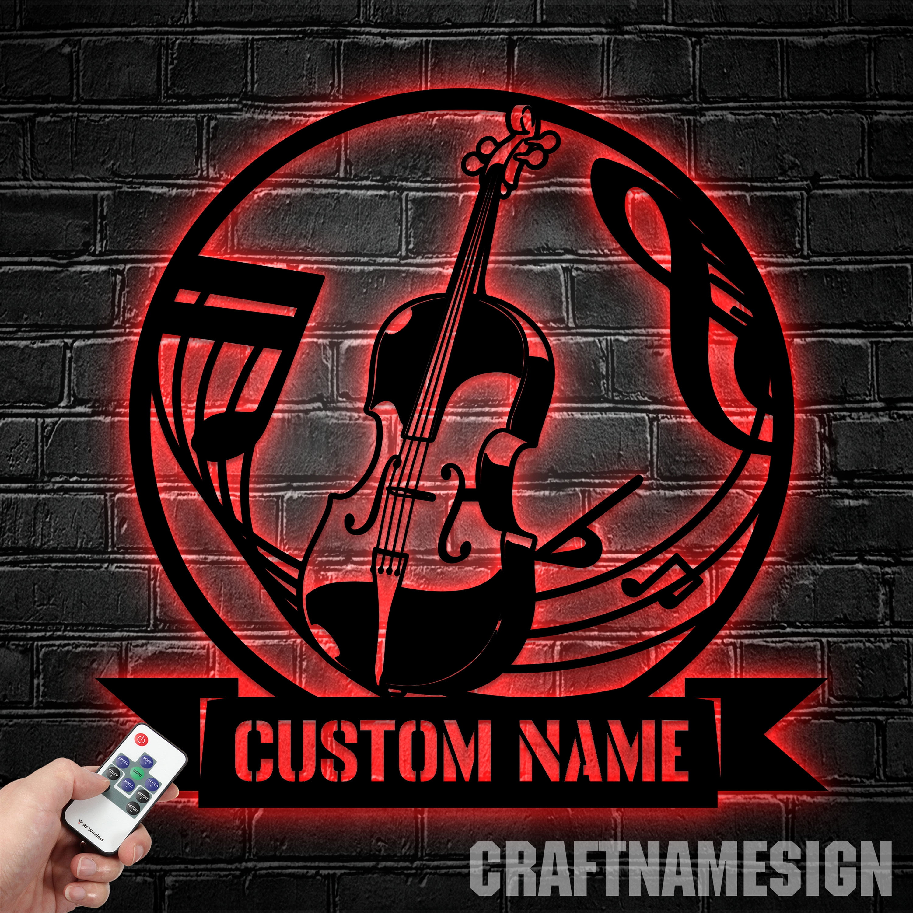 Craftnamesign Custom Cello Metal Wall Art LED Light, Custom Cello ...