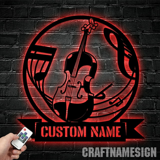 Craftnamesign Custom Cello Metal Wall Art LED Light, Custom Cello ...