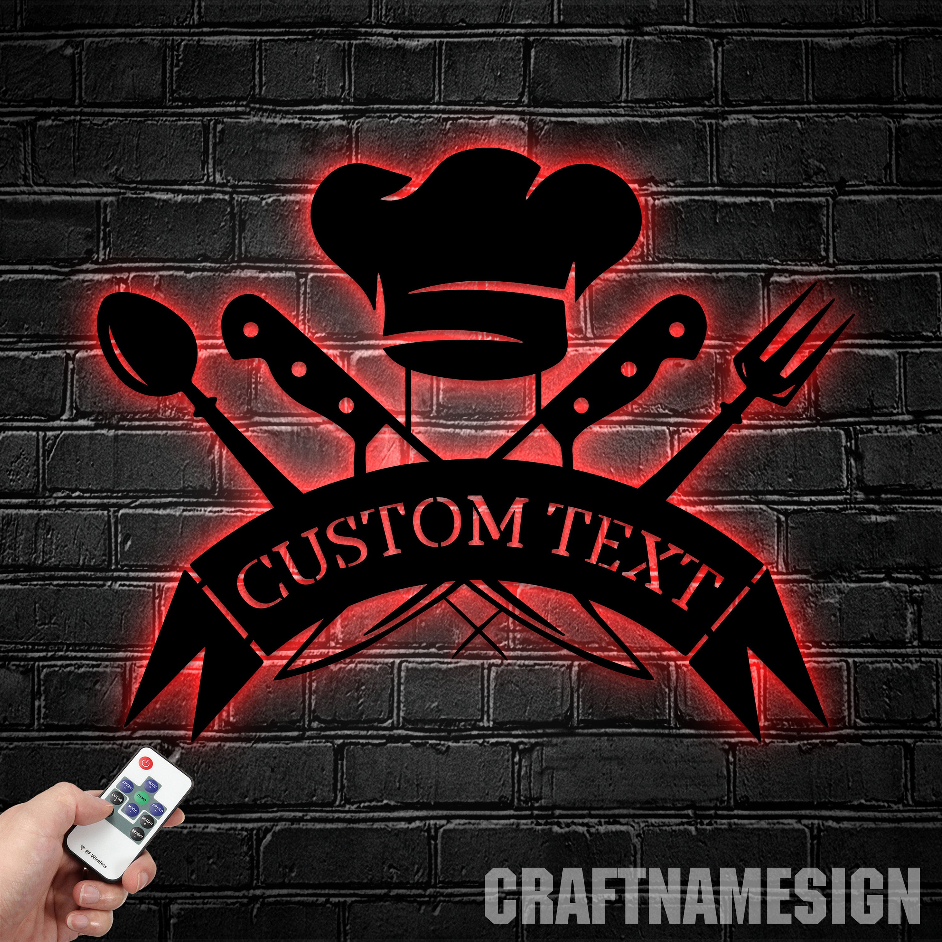 Craftnamesign Custom Chef Hat Metal Sign With LED Light, Custom Chef ...