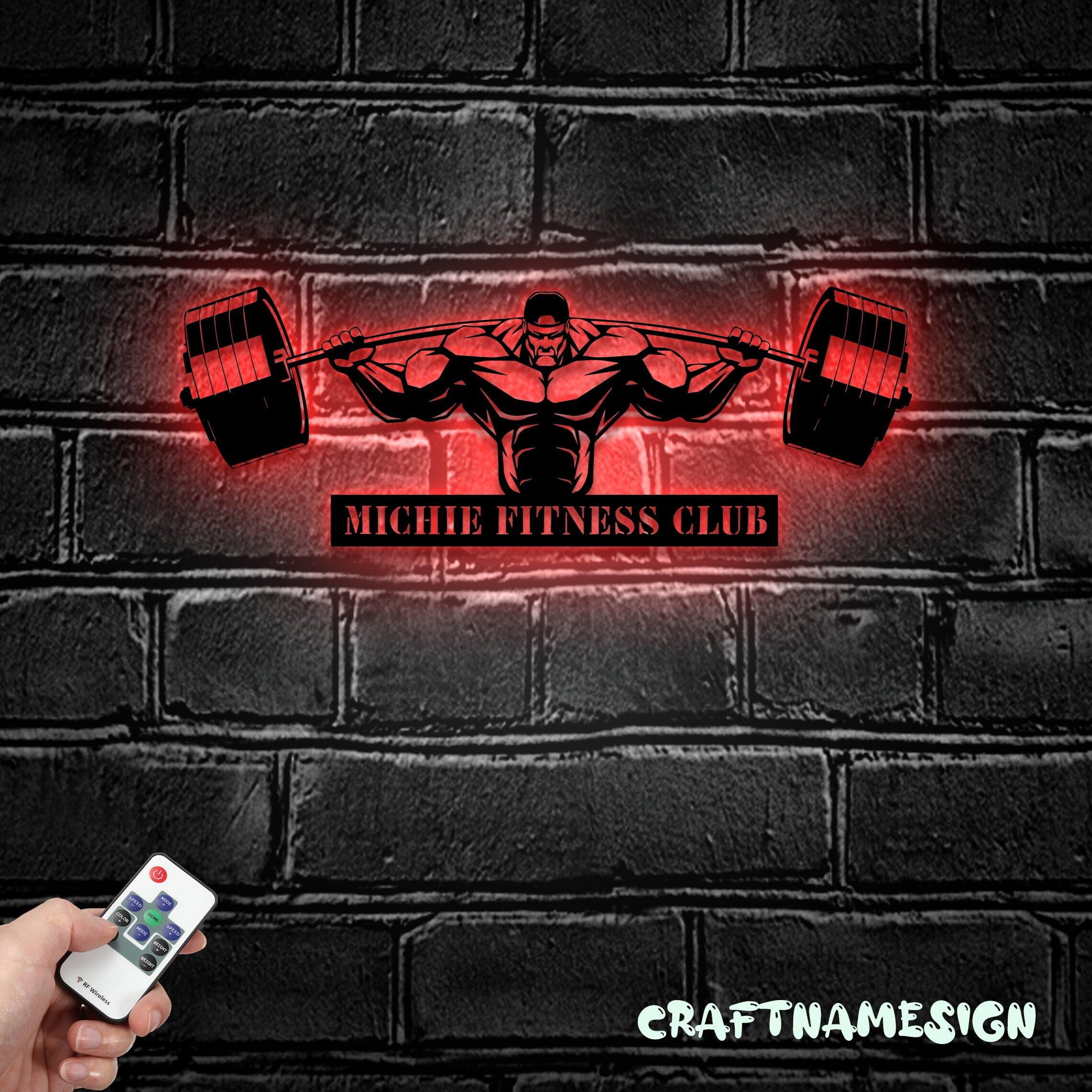 Craftnamesign Custom Fitness Club Metal Sign LED Light, Gymer Name Sign ...