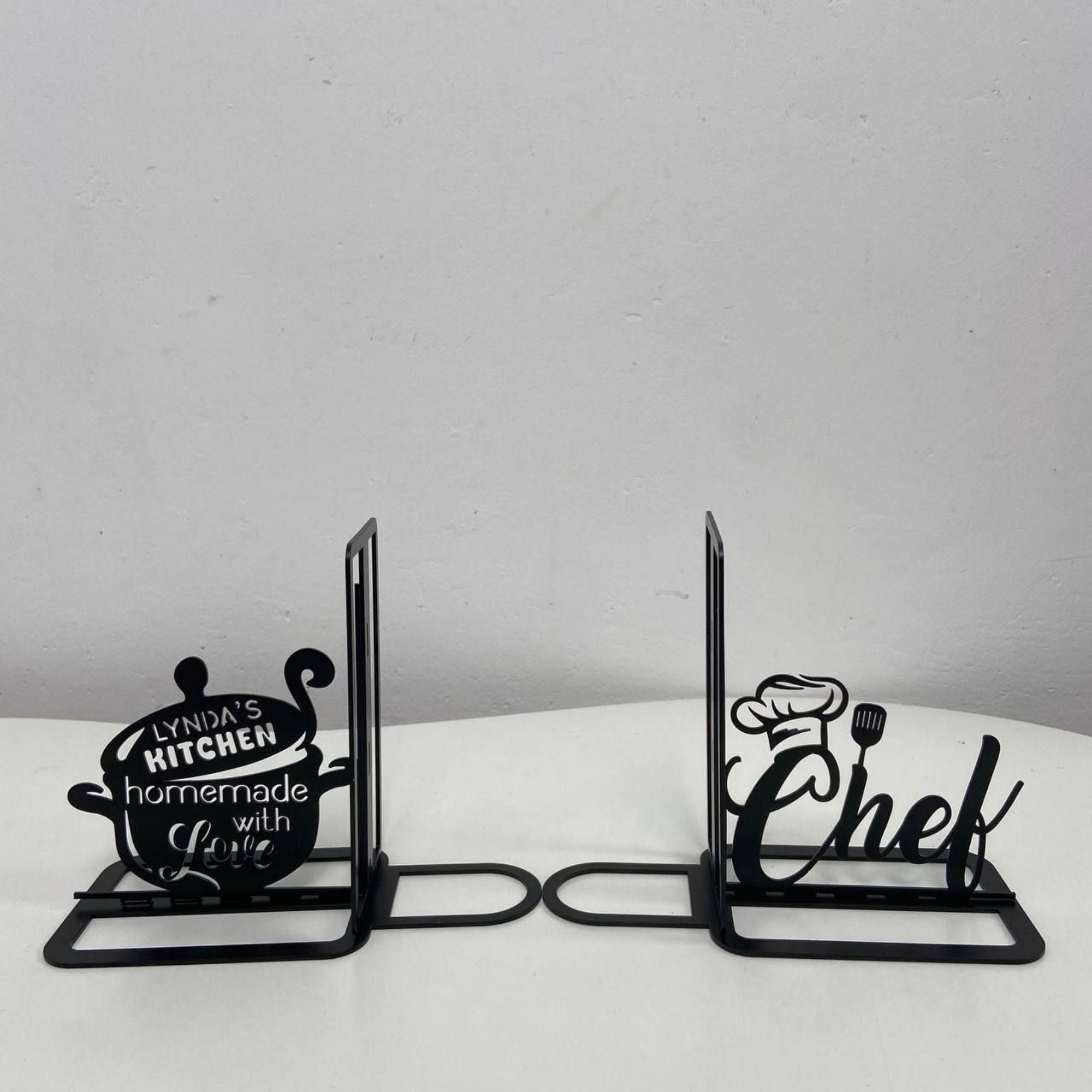 Craftnamesign Custom Chef Metal Bookends for Shelves, Modern Book Shelf ...