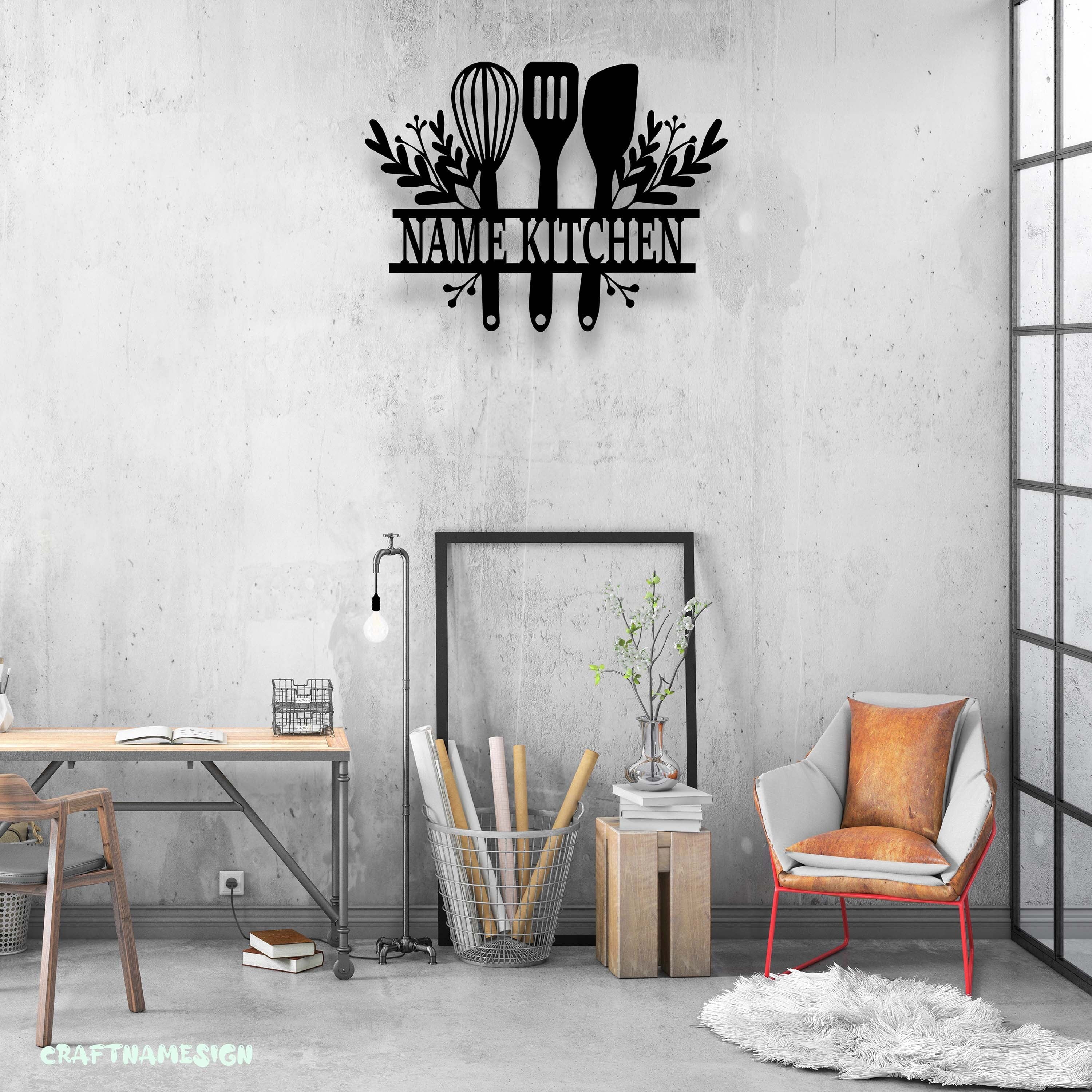 Craftnamesign Custom Chef Tools Metal Wall Art LED Light, Cooking Tool ...