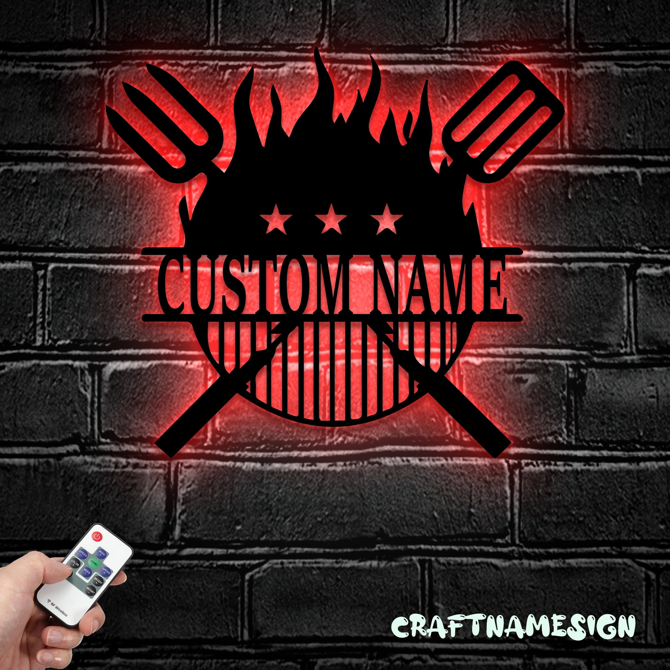 Craftnamesign Custom Chef Tools Metal Wall Art LED Light, Custom ...