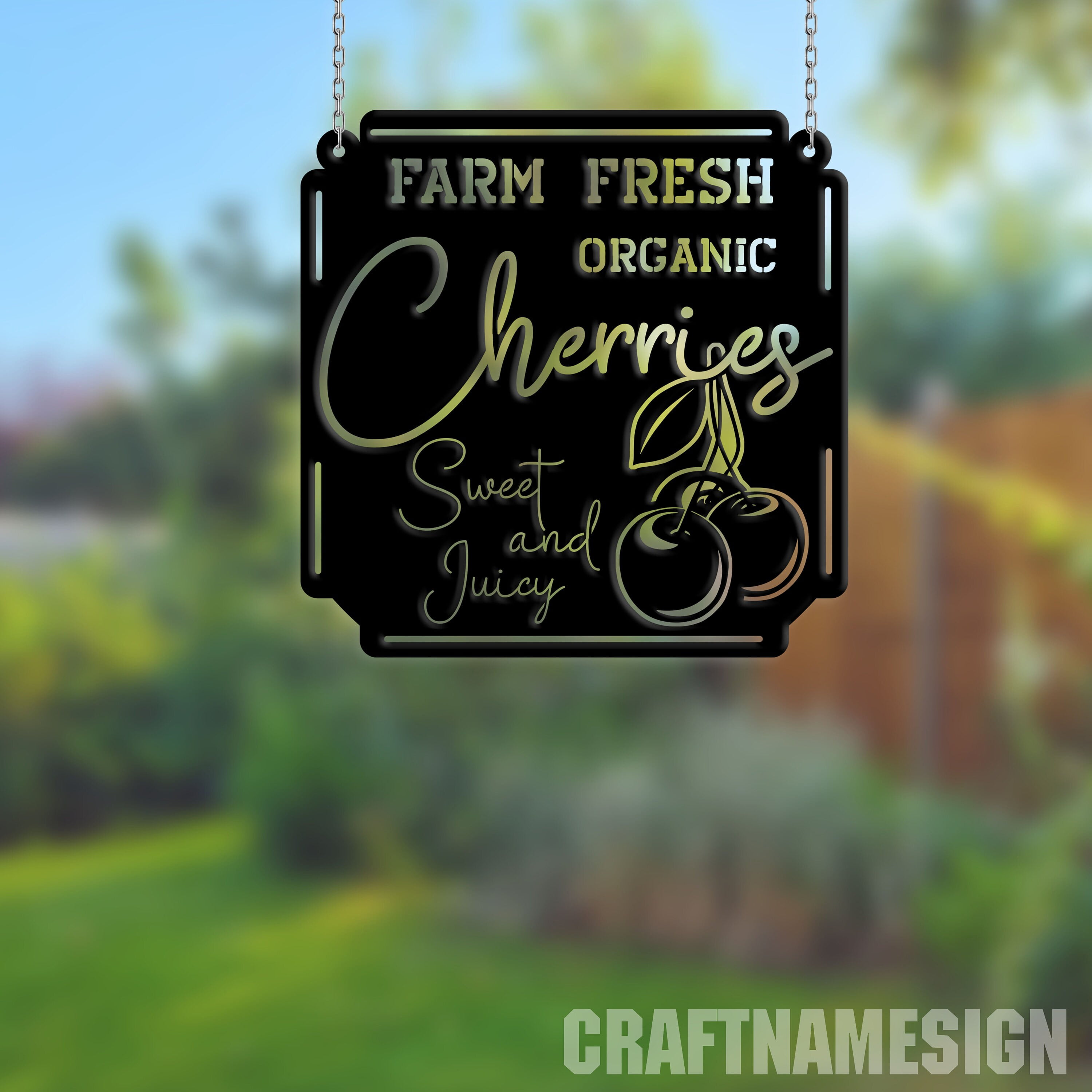 Craftnamesign Custom Cherry Fresh Farm Metal Outdoor, Custom Outdoor ...