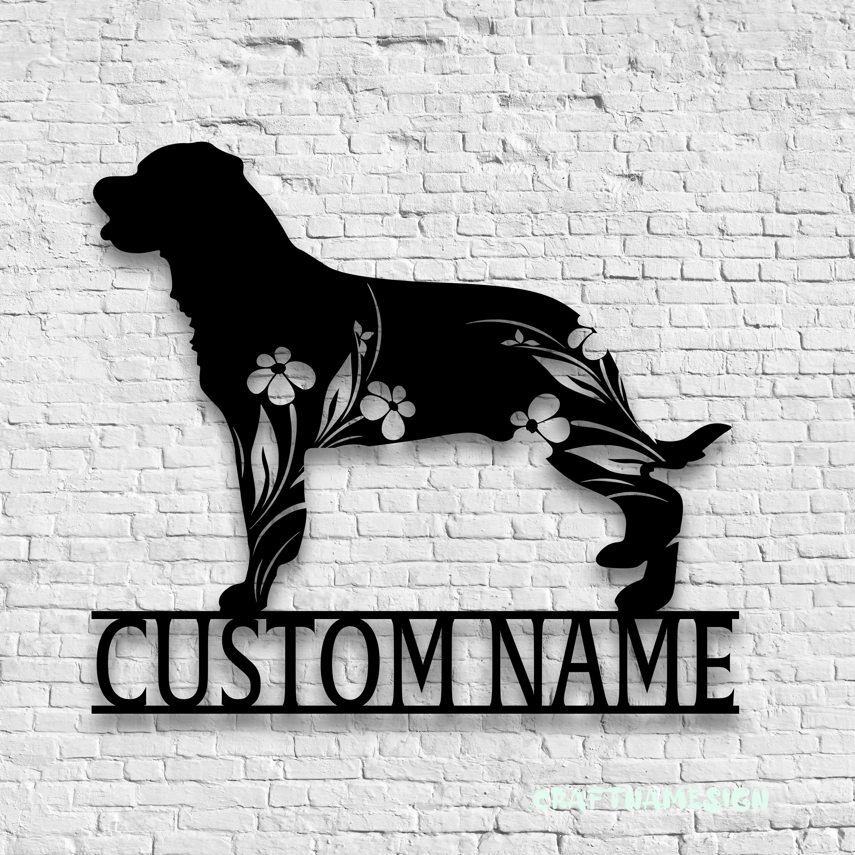 Craftnamesign Custom FLoral Rottweiler Metal Wall Art LED Light, Custom ...