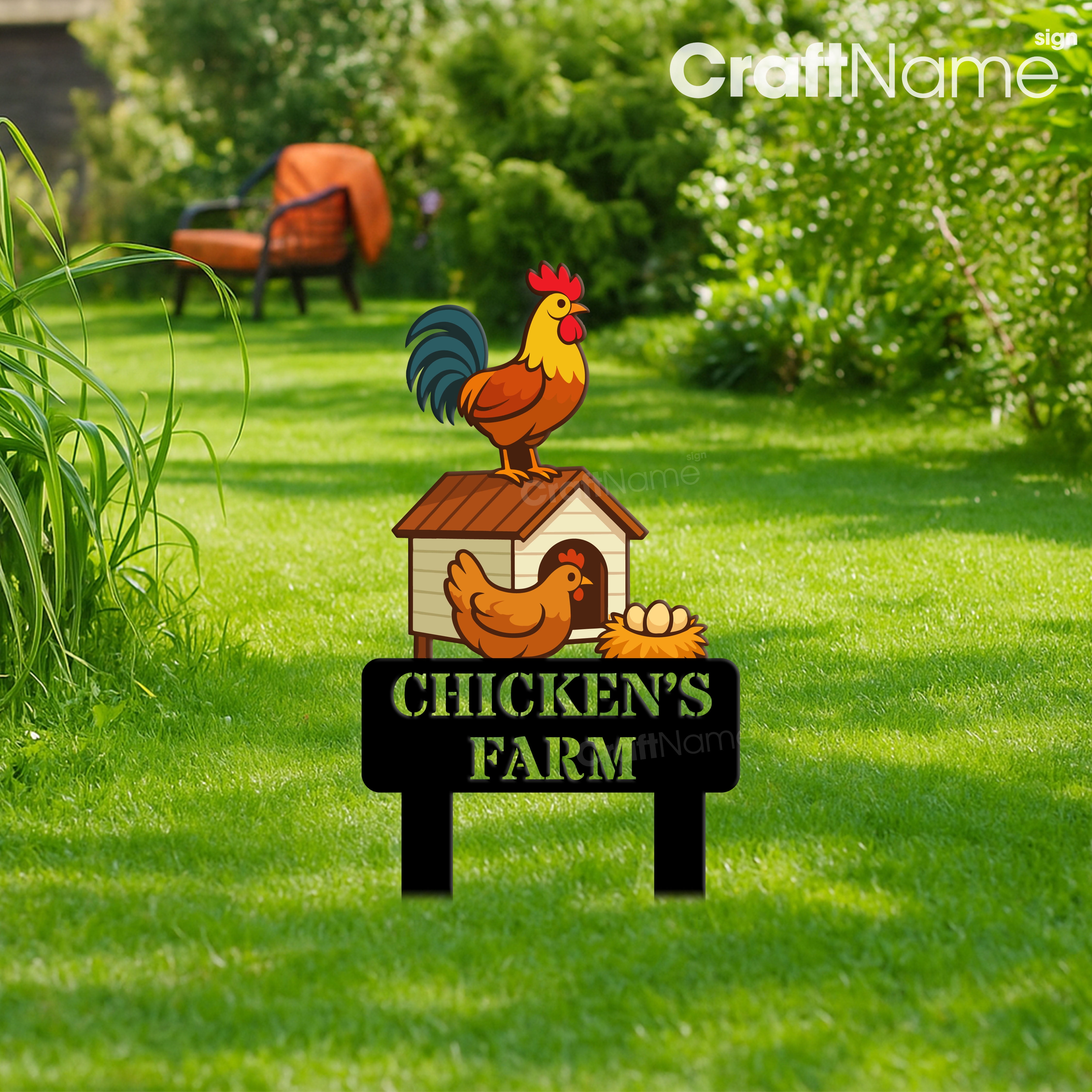 Craftnamesign Custom Chicken Farm Metal Garden Stake, Outdoor Hen Coop ...