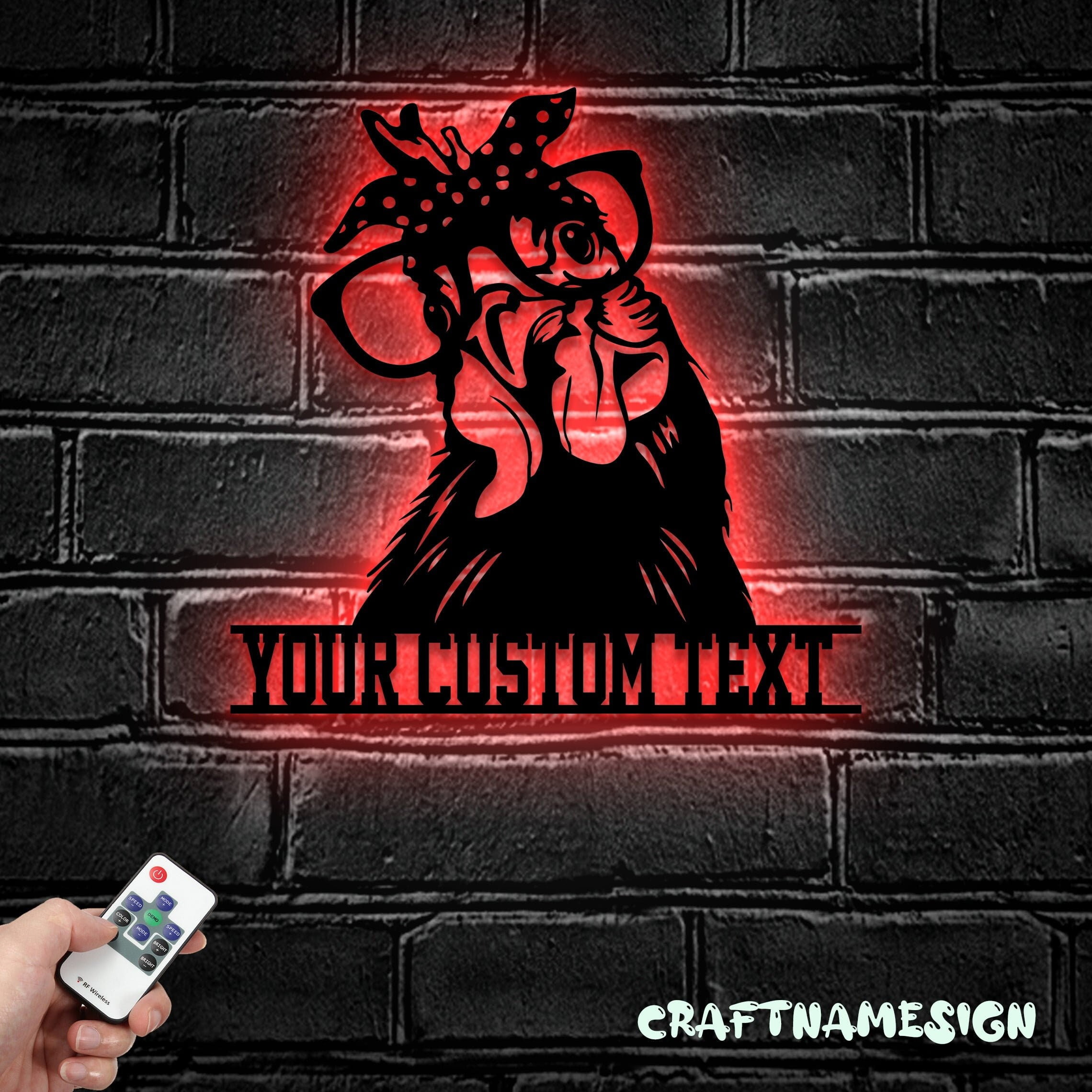 Craftnamesign Custom Chicken Farmhouse Metal Sign LED Light, Chicken ...