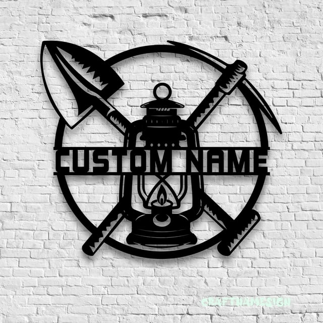 Craftnamesign Custom Coal Mining Metal Wall Art Led Light, Miner Name ...