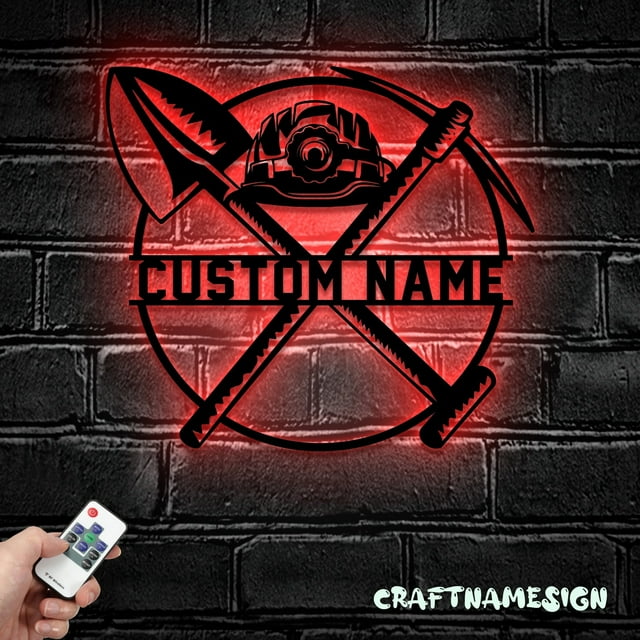Craftnamesign Custom Coal Mining Metal Wall Art Led Light, Personalized ...