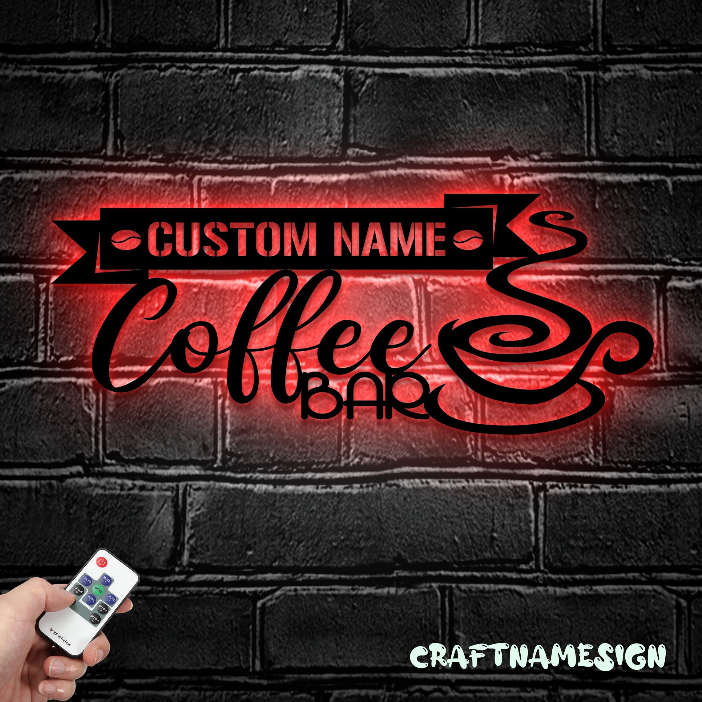 Craftnamesign Custom Coffee Bar Metal Sign LED Light, Coffee Sign ...