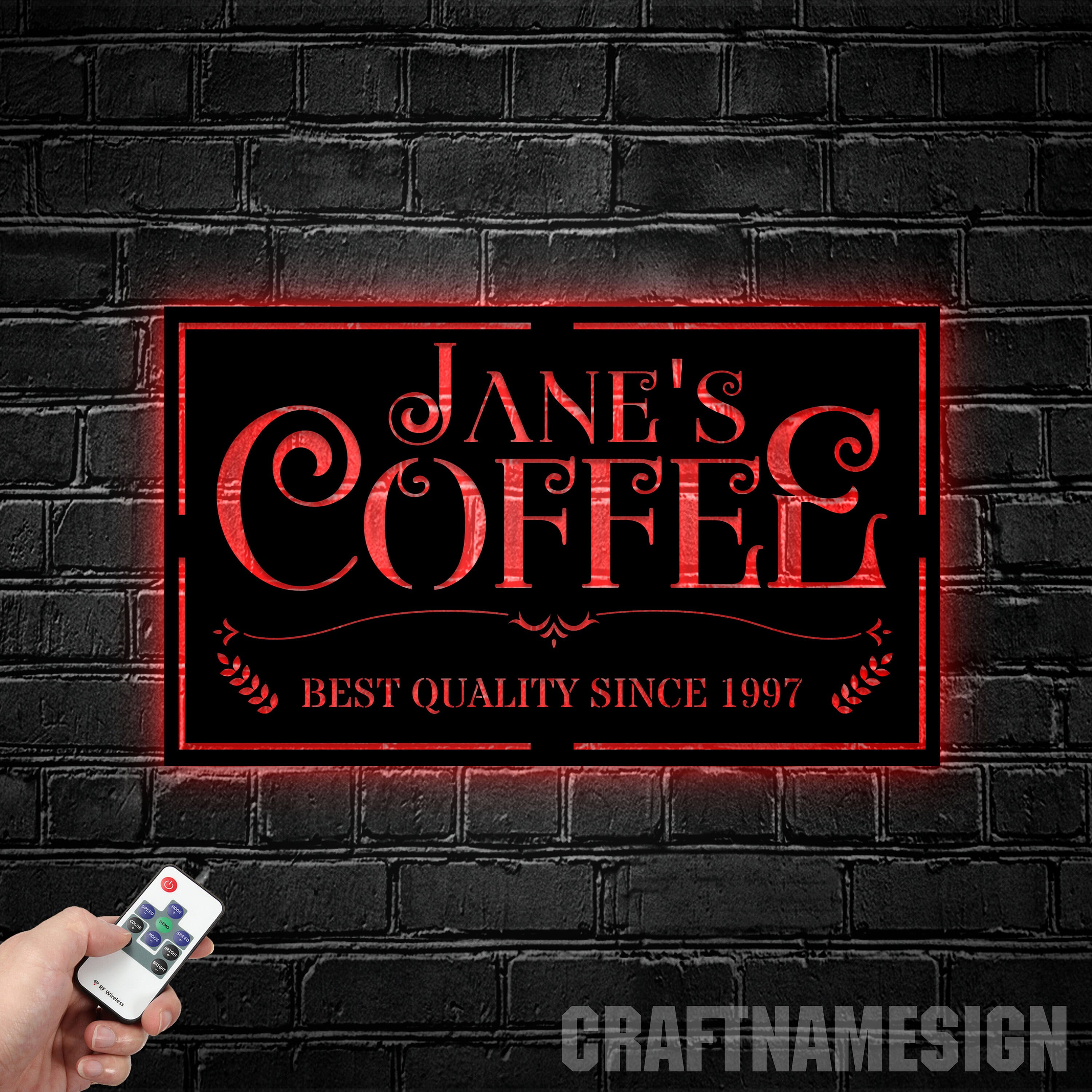 Craftnamesign Custom Coffee Bar Metal Sign LED Light, Coffee Store Sign ...