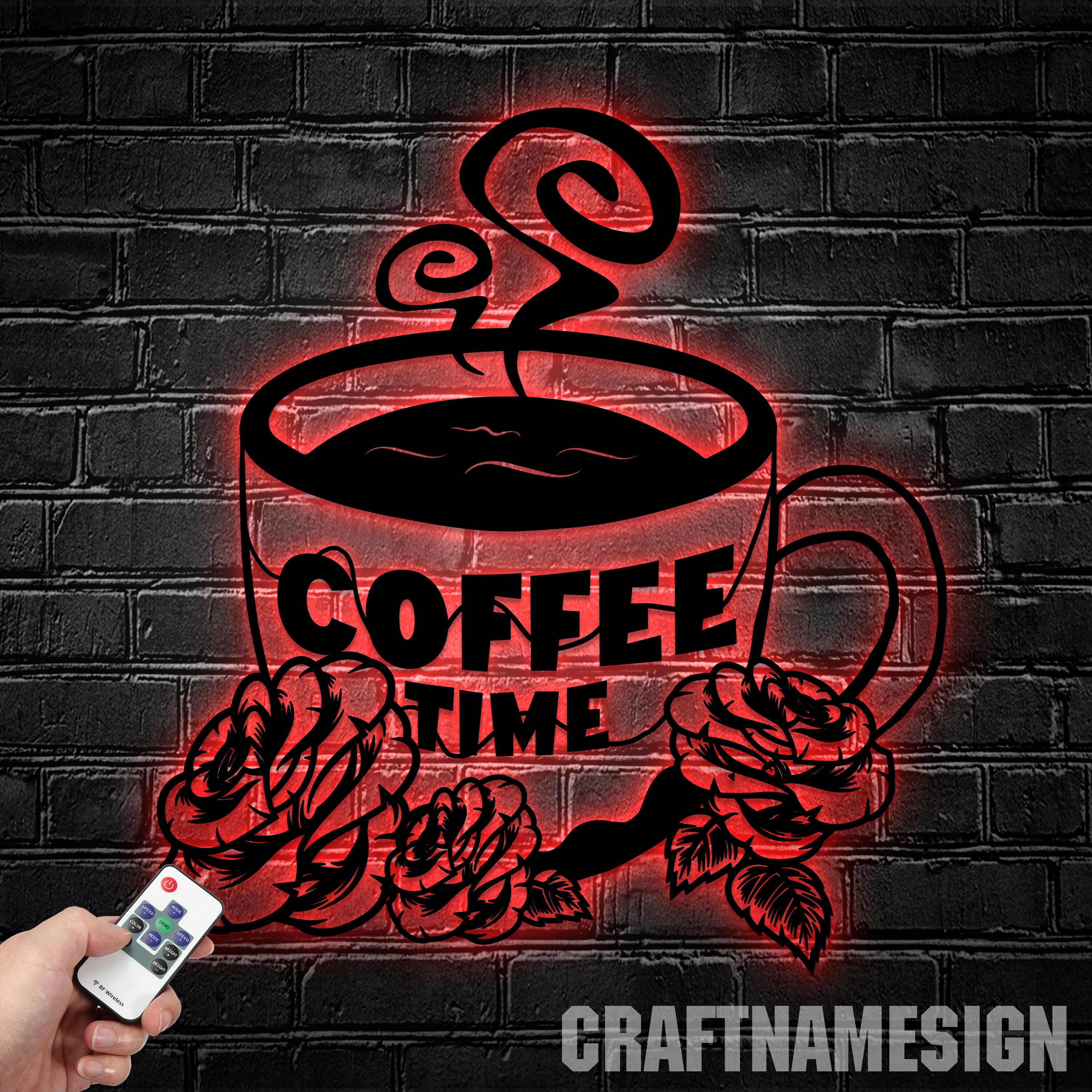 Craftnamesign Custom Coffee Time Metal Sign LED Light, Coffee Shop ...
