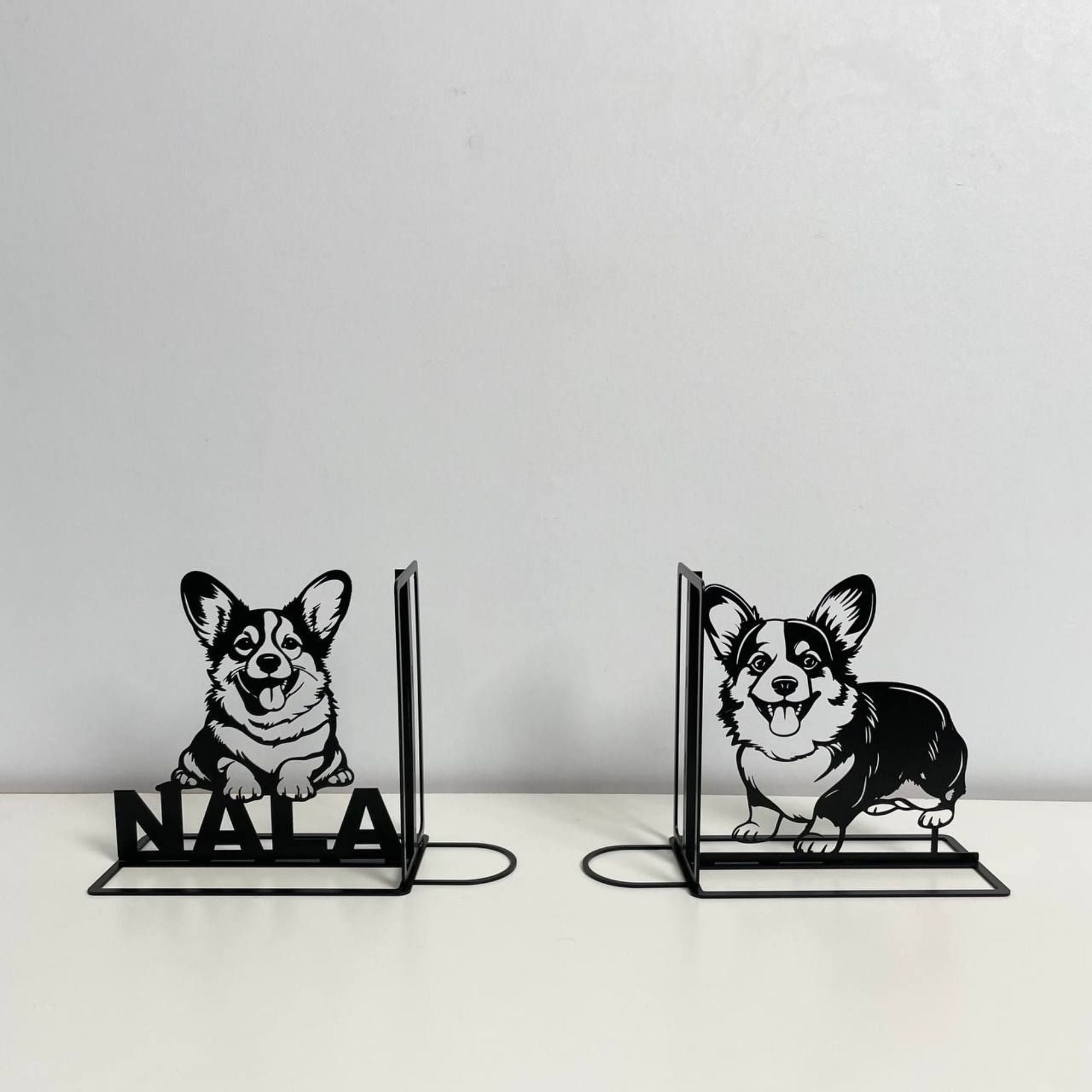 Craftnamesign Custom Corgi Dog Metal Bookend, Corgi Dog Book Shelf ...
