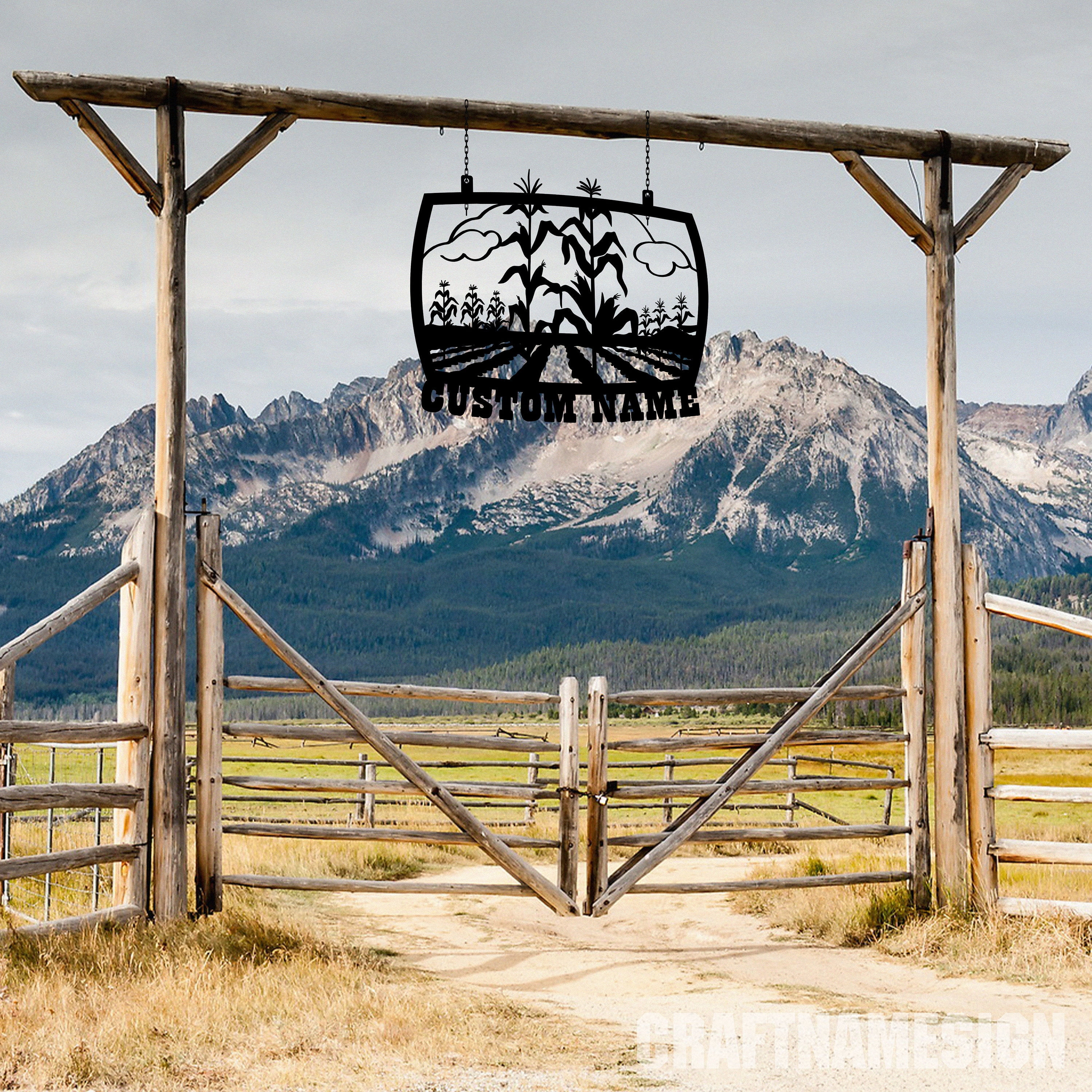 Craftnamesign Custom Corn Rows Farm, Metal Name Sign Outdoor, Ranch ...