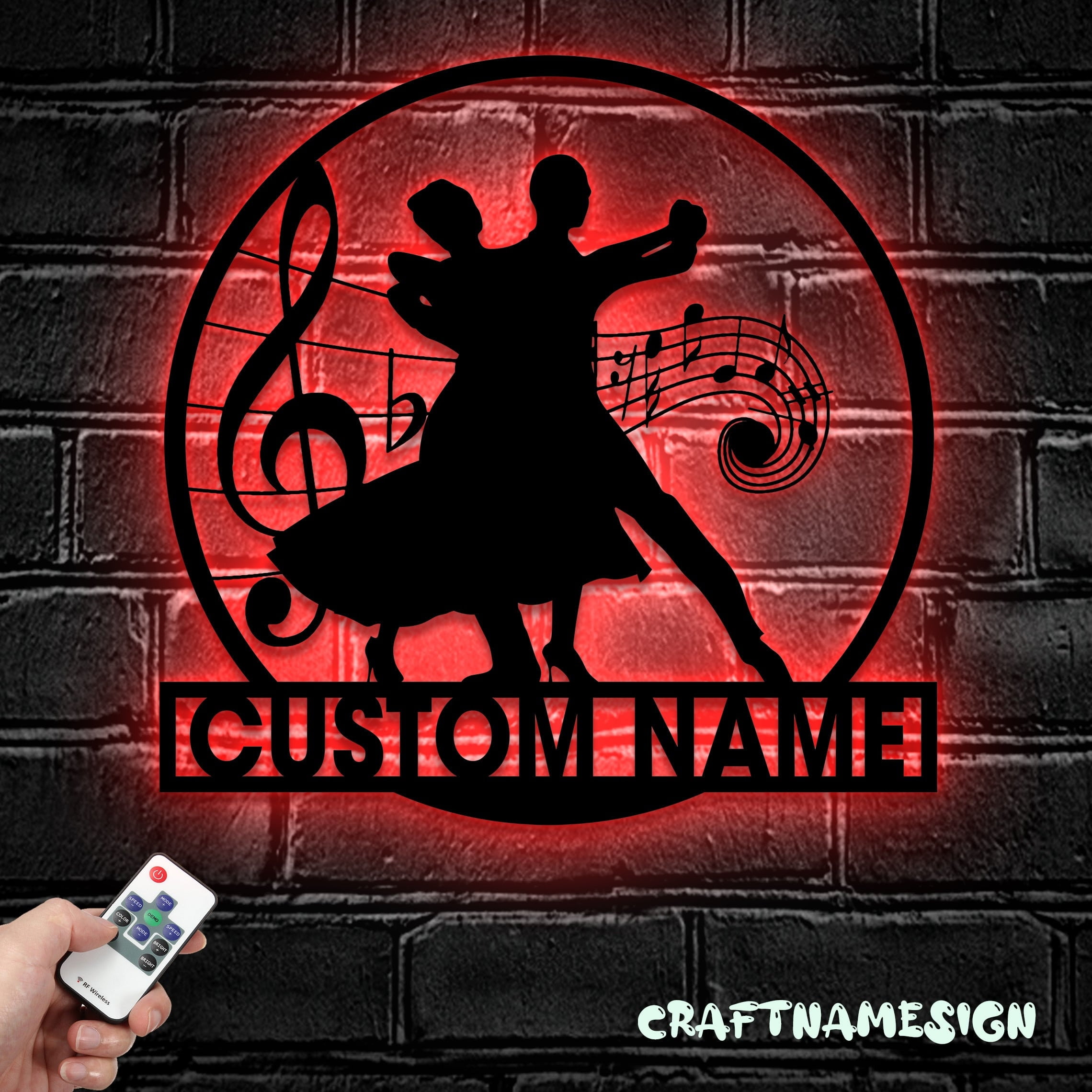 Craftnamesign Custom Couple Ballroom Metal Wall Art LED Light ...