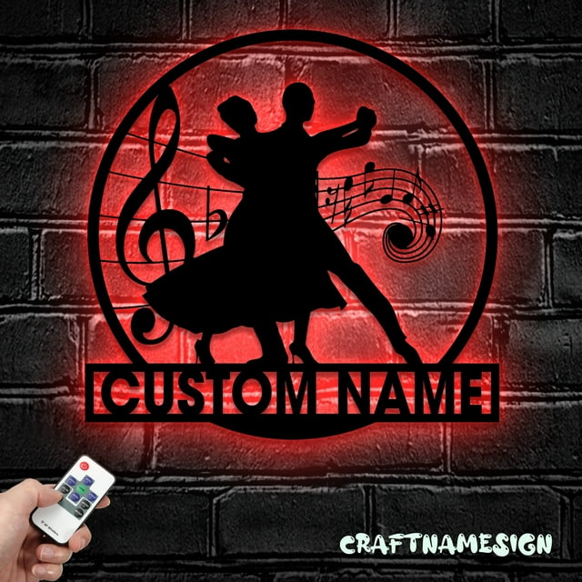 Craftnamesign Custom Couple Ballroom Metal Wall Art LED Light ...