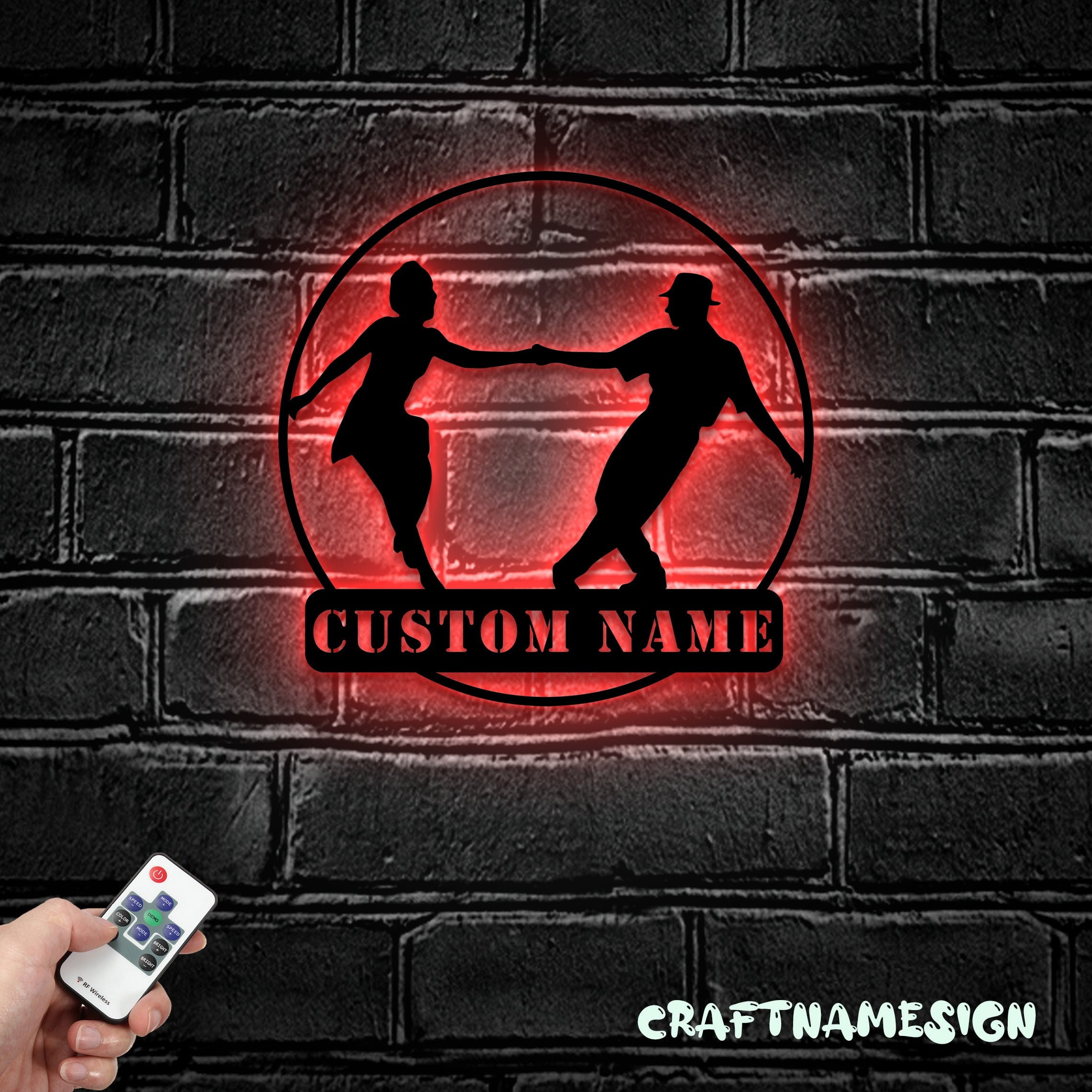 Craftnamesign Custom Couple Dancing Metal Wall Art LED Light ...