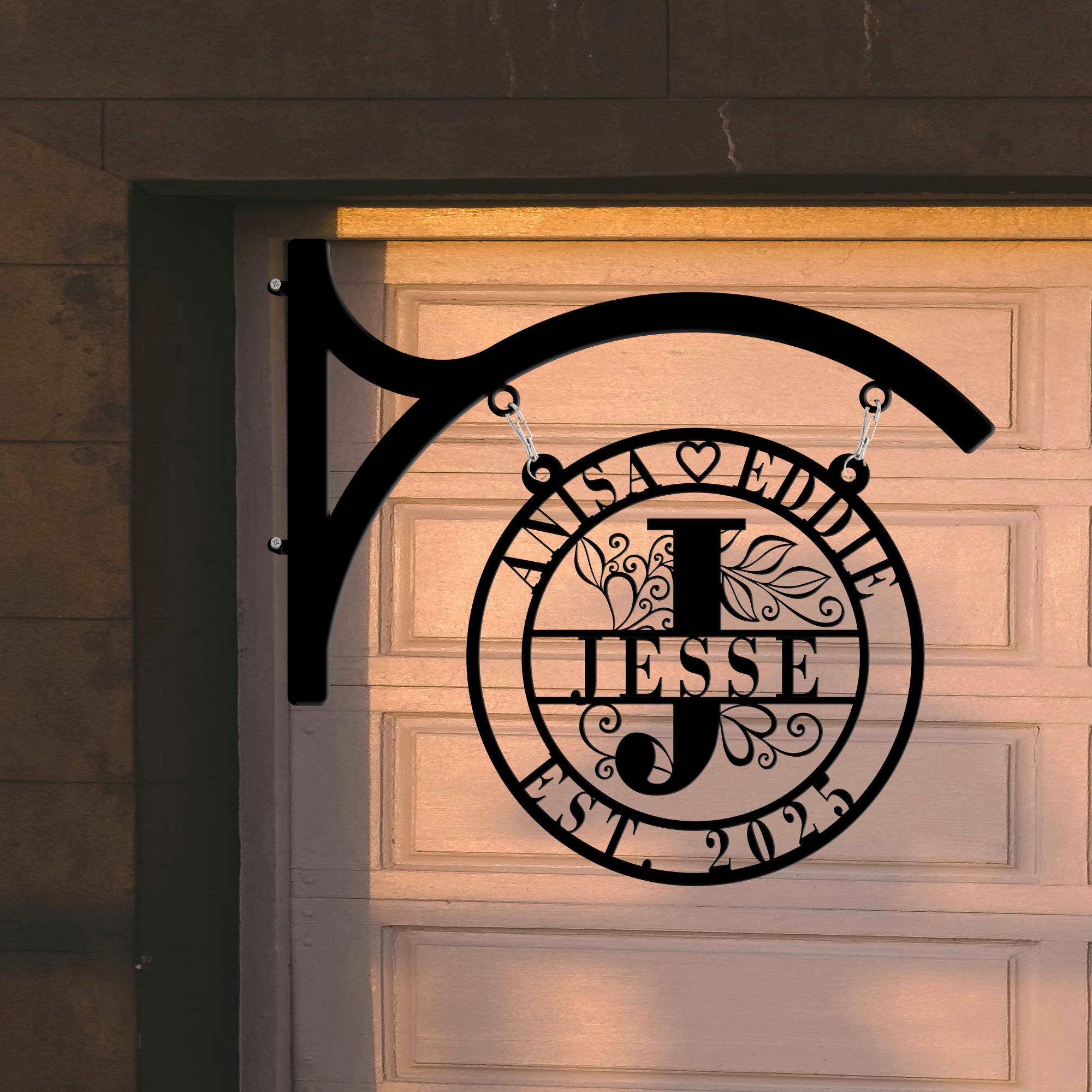 Craftnamesign Custom Couple Family Name Metal Hanging Sign, Metal ...