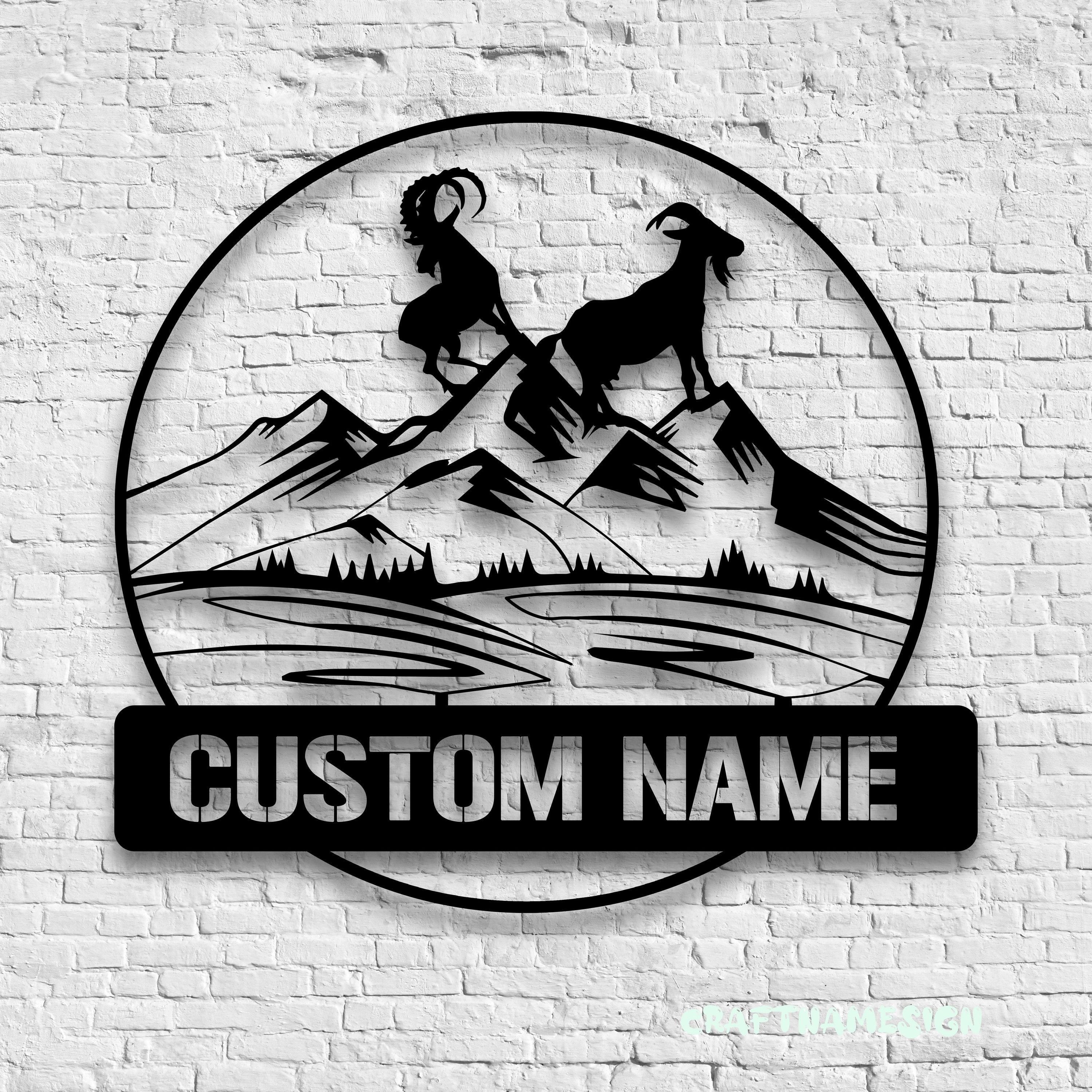 Craftnamesign Custom Couple Goat Mountain Metal Wall Art LED Light ...