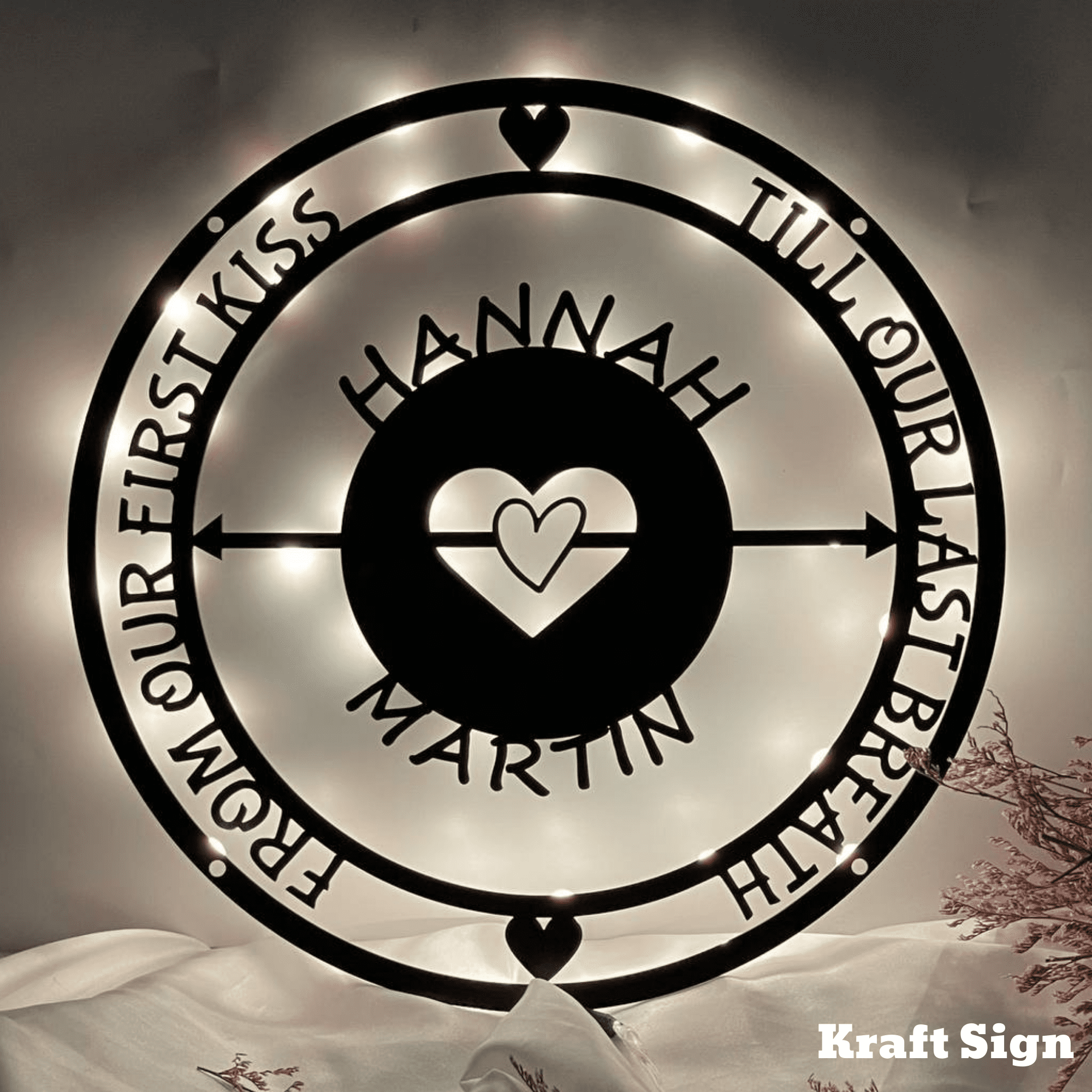 Craftnamesign Custom Couple Name Metal Sign LED Light, Valentine's Day ...