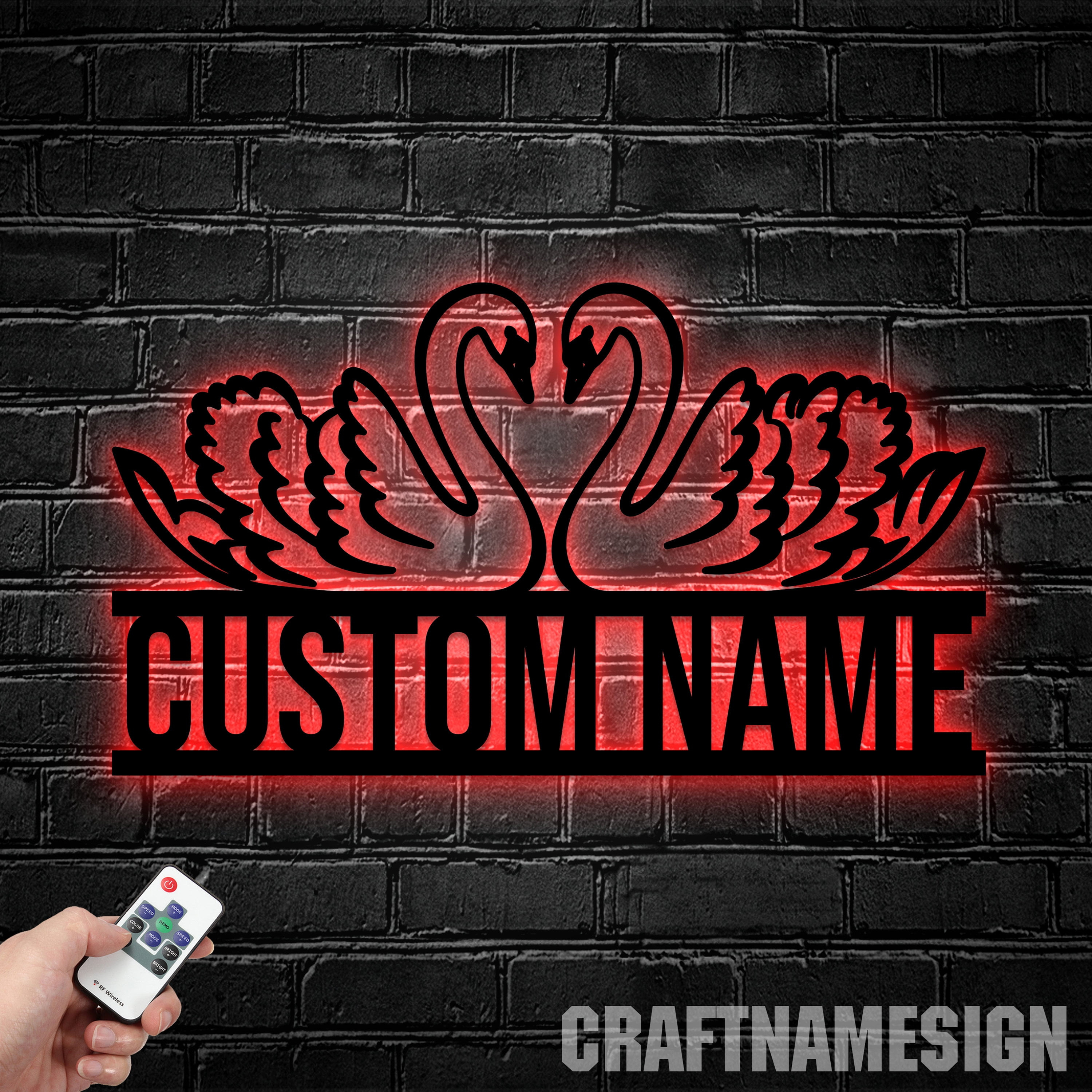 Craftnamesign Custom Couple Swan Metal Wall Art Led Light, Swan Sign ...