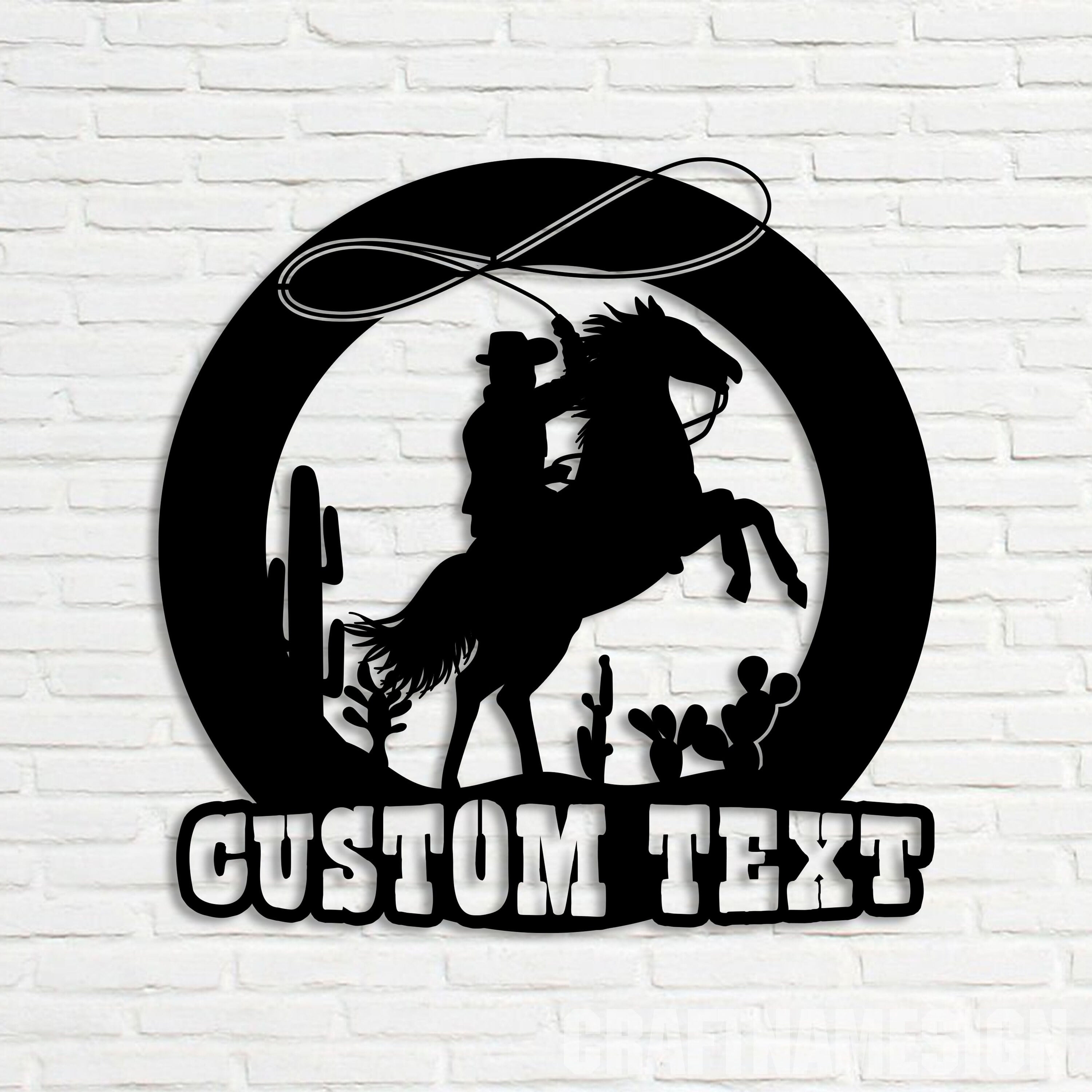 Craftnamesign Custom Cowboy Metal Wall Art LED Light, Custom Cowboy ...