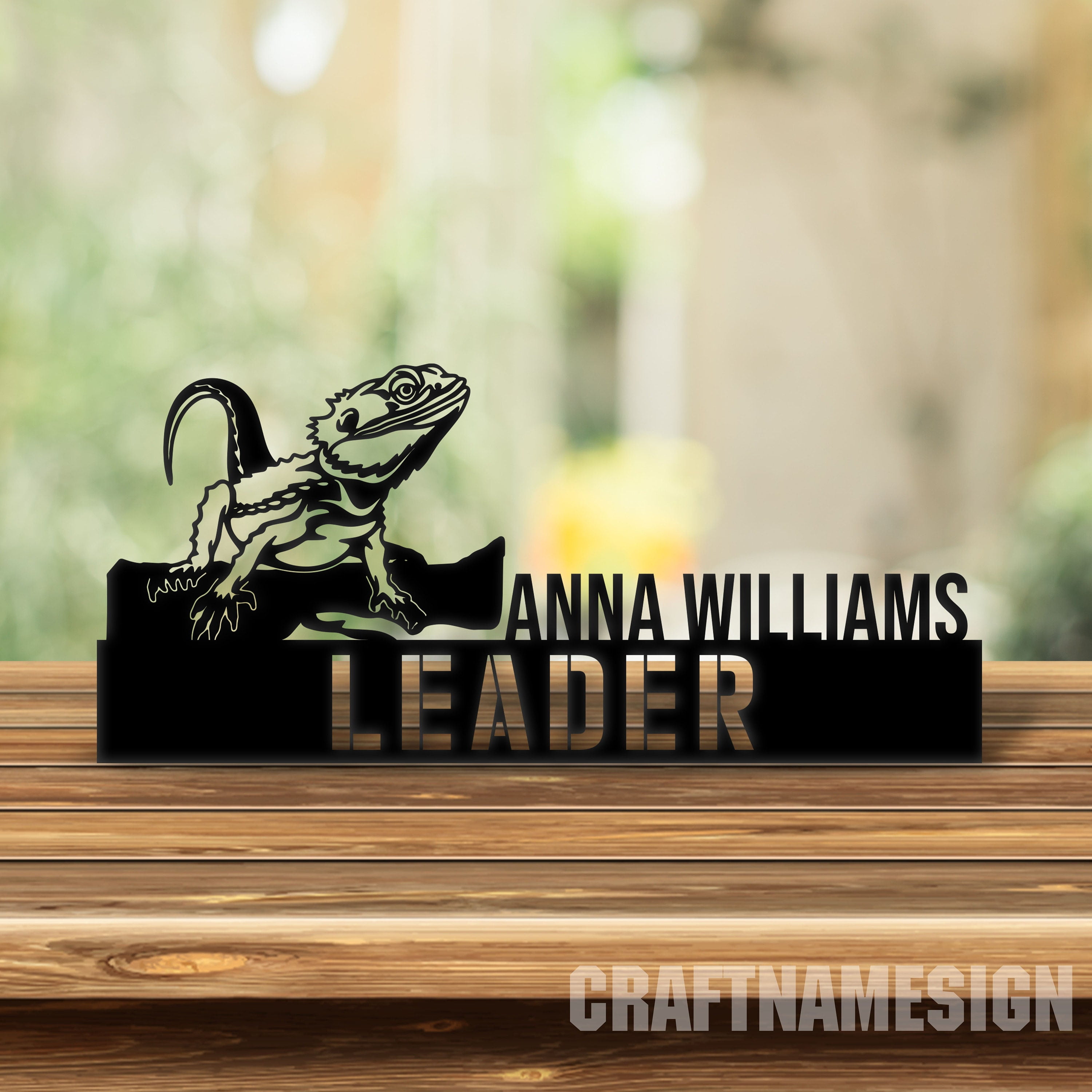 Craftnamesign Custom Crested Gecko Desk Name Plate, Ledge Lizard Metal ...