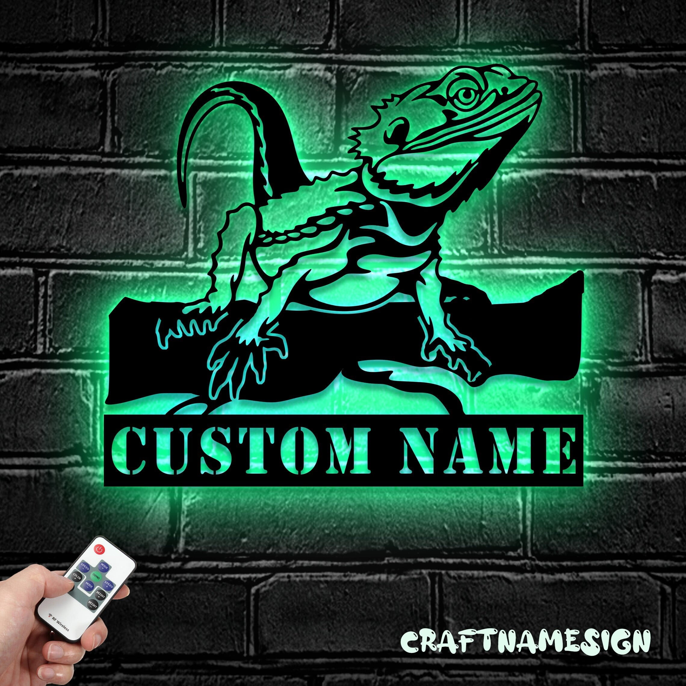 Craftnamesign Custom Crested Gecko Metal Wall Art LED Light, Gecko Sign ...