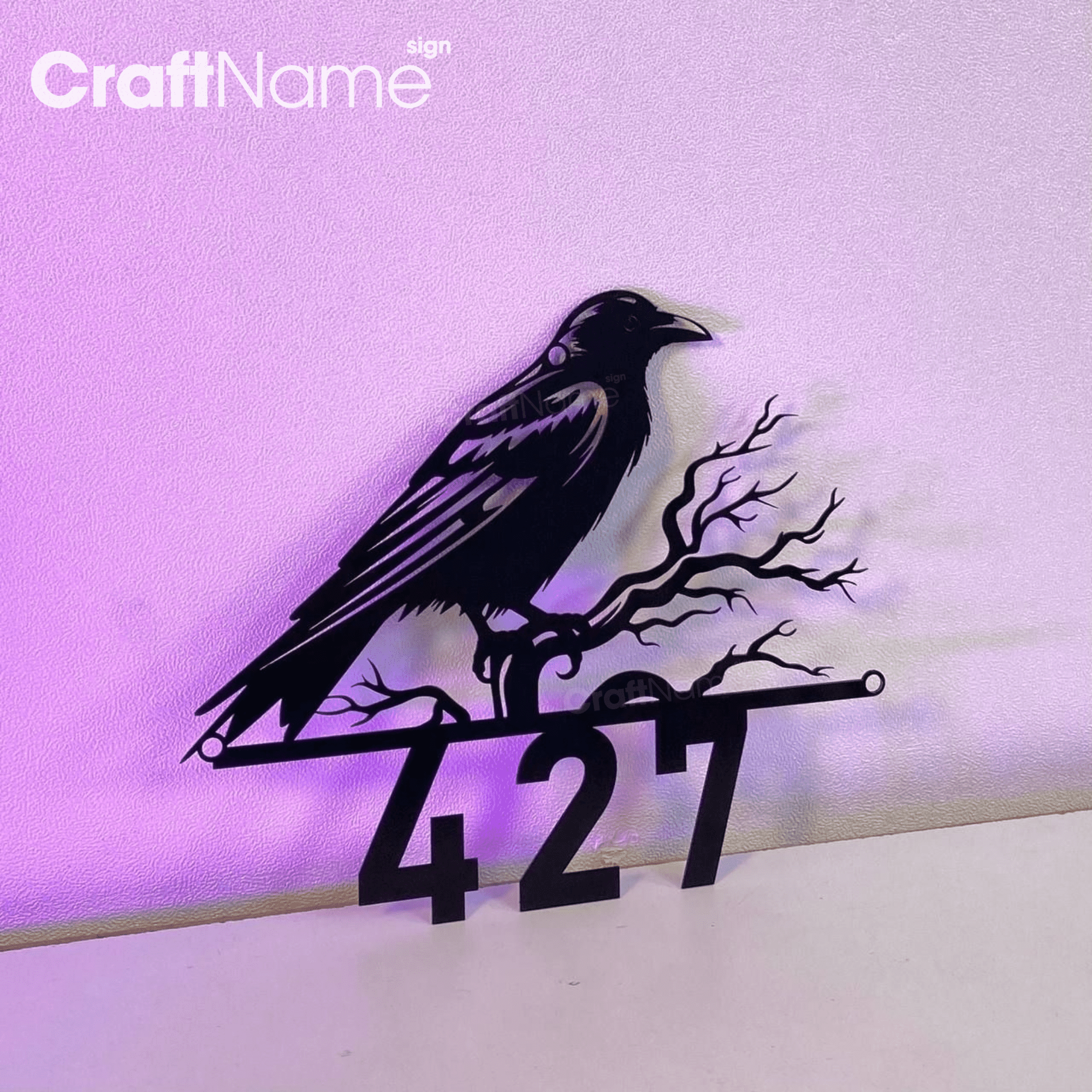 Craftnamesign Custom Crow Raven Metal Address Sign, House Number ...
