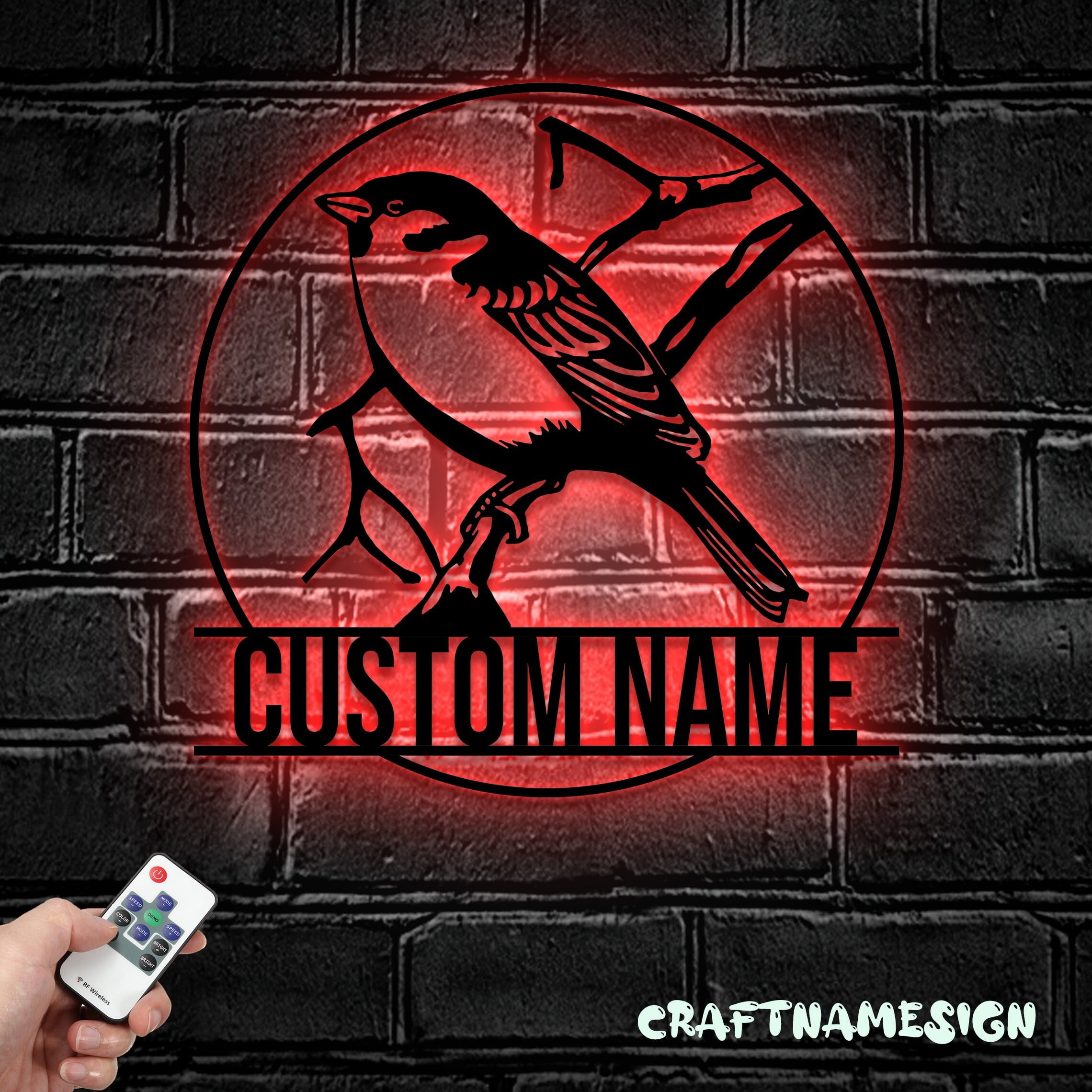 Craftnamesign Custom Cute American Robin Metal LED Light, Personalized ...