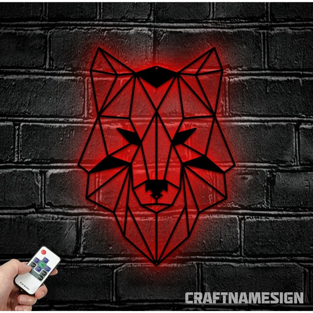 Craftnamesign Wolf Metal Wall Art LED Light, Howling Wolf Sign Home ...