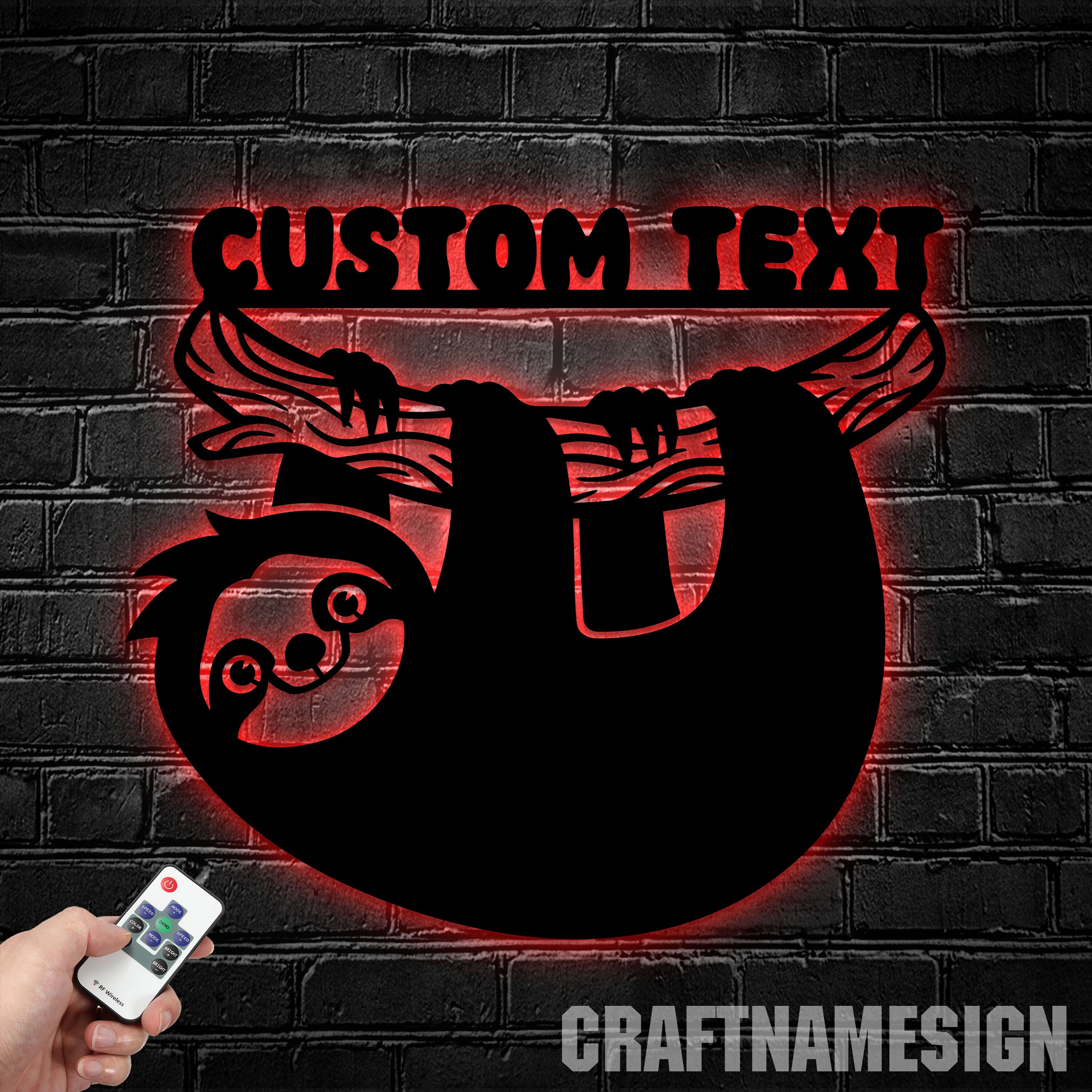 Craftnamesign Custom Cute Sloth Metal Wall Art LED Light, Sloth Wall ...