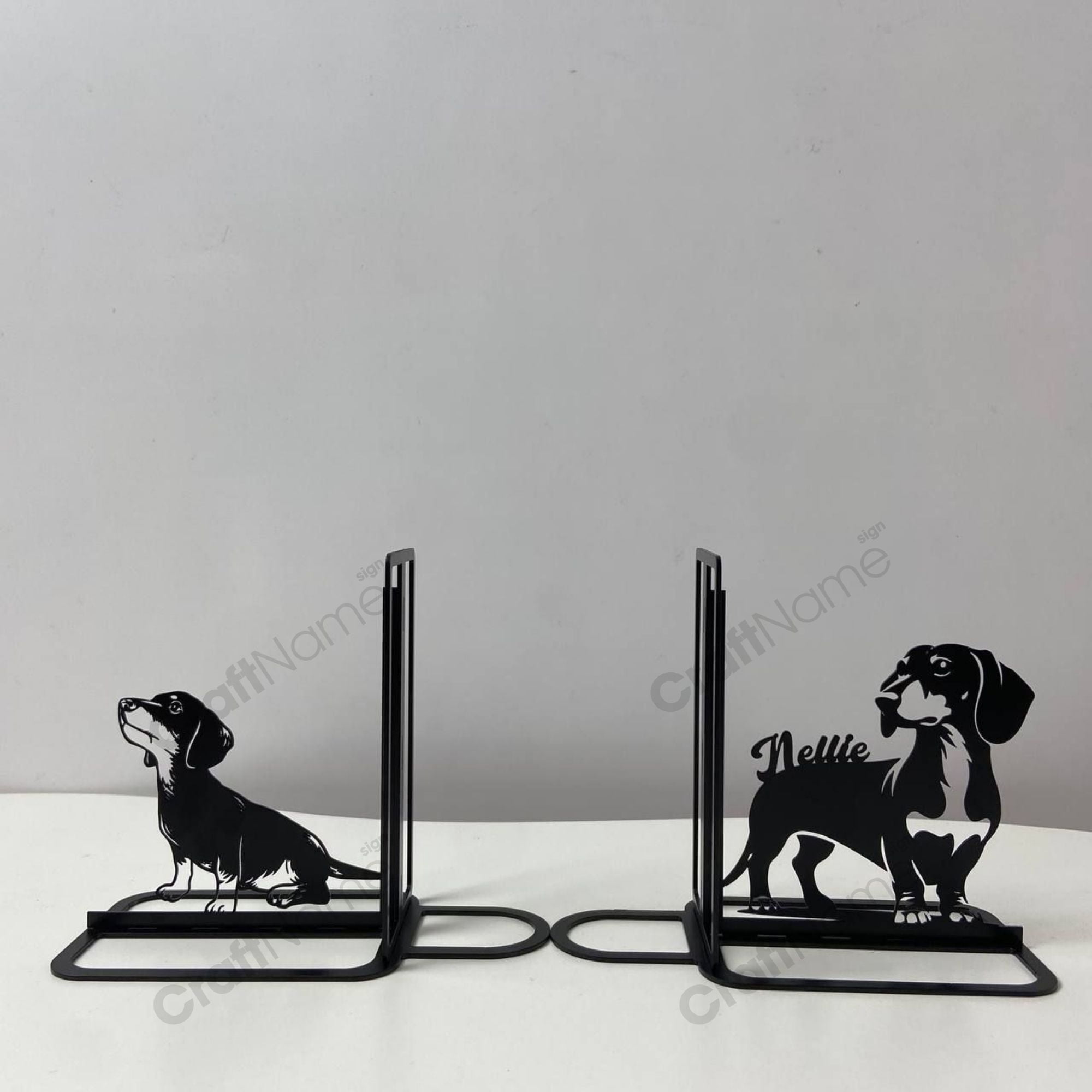 Craftnamesign Custom Dachshund Bookends for Shelves, Dachshund Dog ...