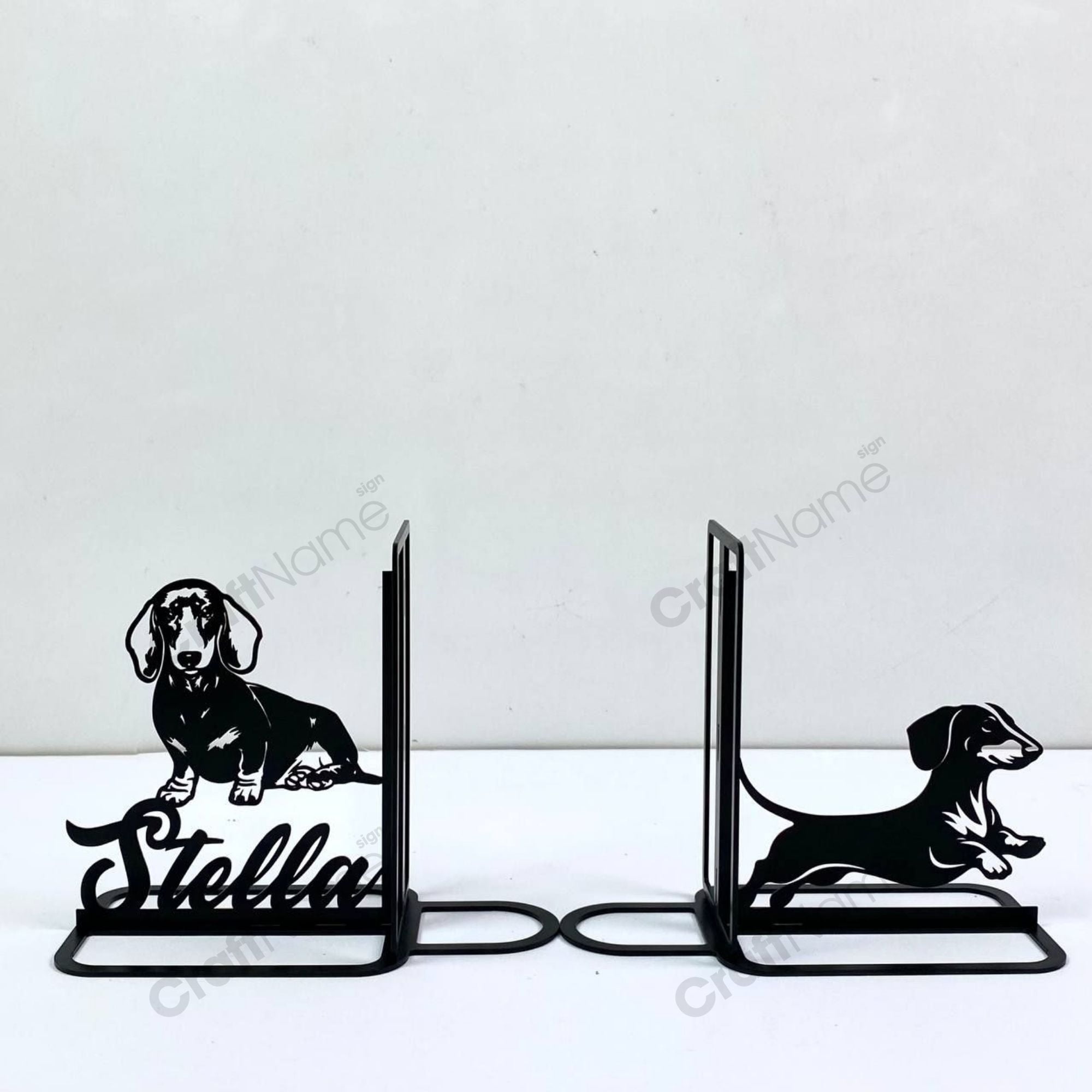 Craftnamesign Custom Dachshund Dog Metal Bookends, Dachshund Book ...