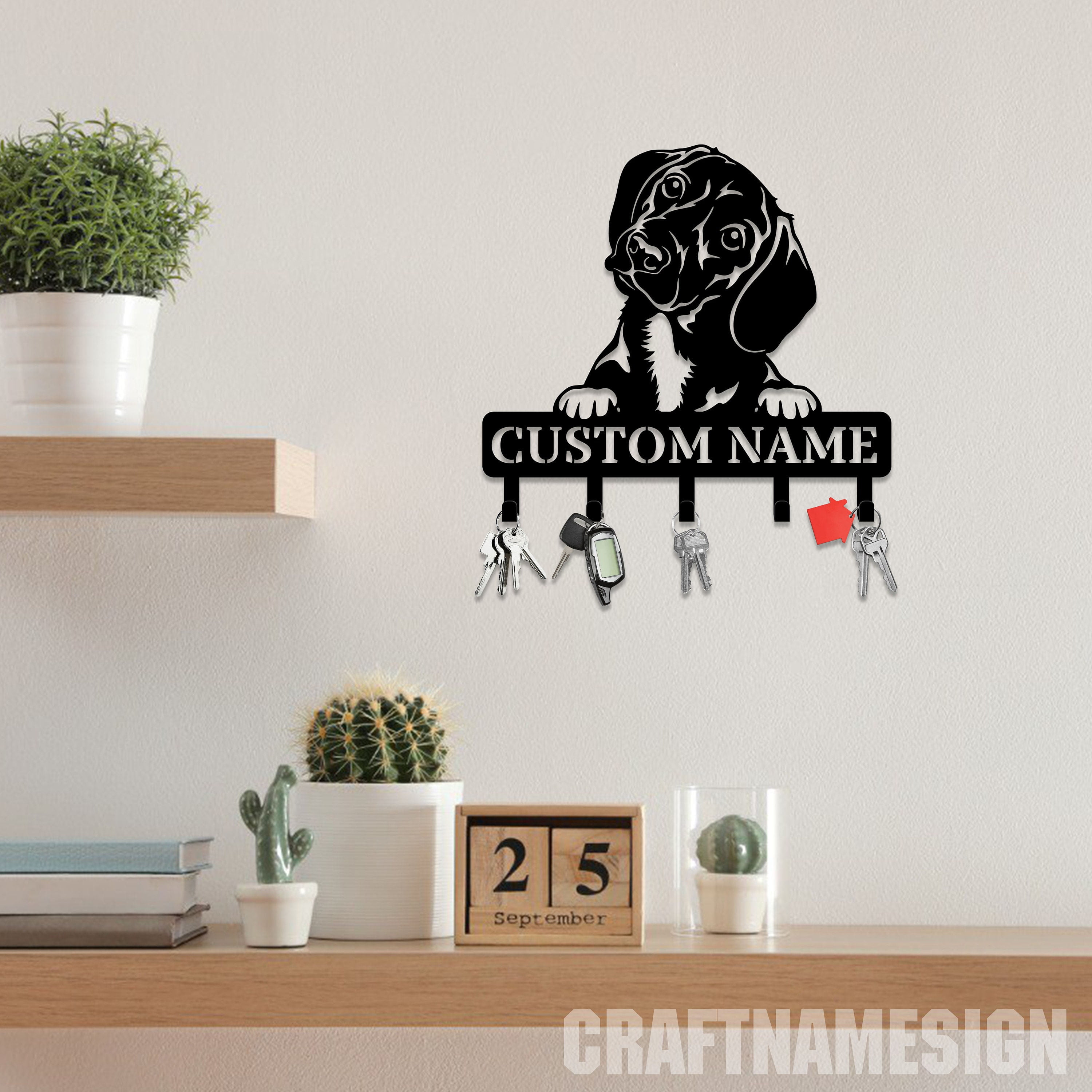 Craftnamesign Custom Dachshund Dog Metal Key Holder, Puppy Decorative ...
