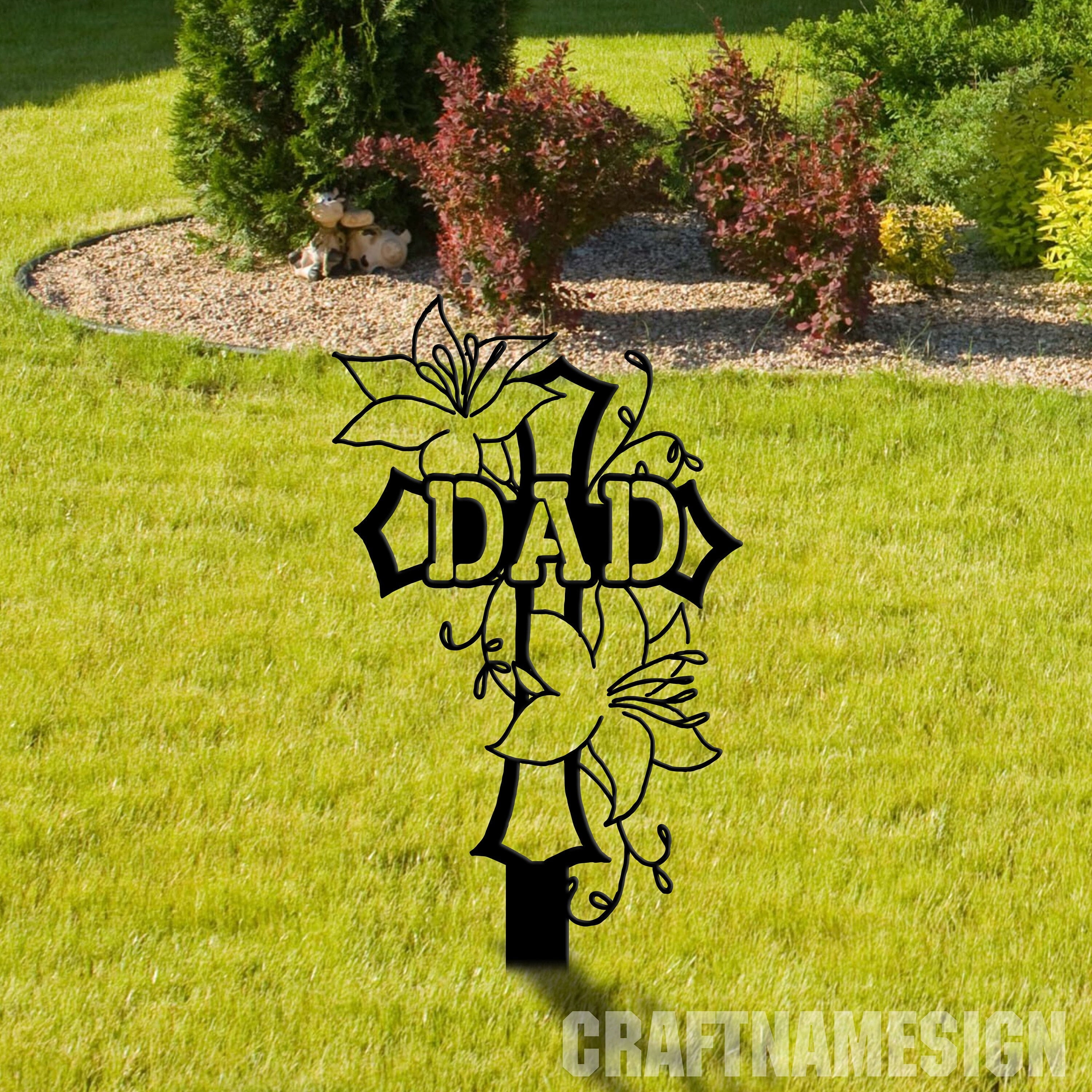 Craftnamesign Custom Dad Cross Memorial Metal Stake, Dad Sympathy Sign ...