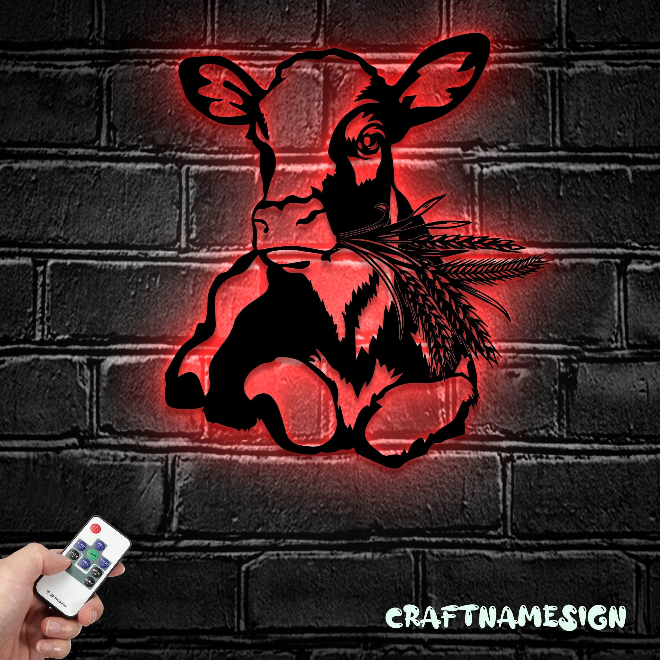Craftnamesign Custom Dairy Cow Farmhouse Metal Wall Art LED Light ...
