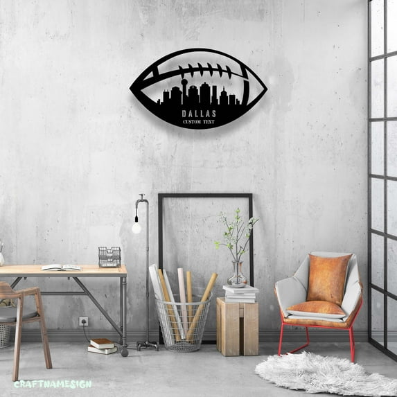 Craftnamesign Custom Dallas Skyline Football Metal Wall Art LED Light ...