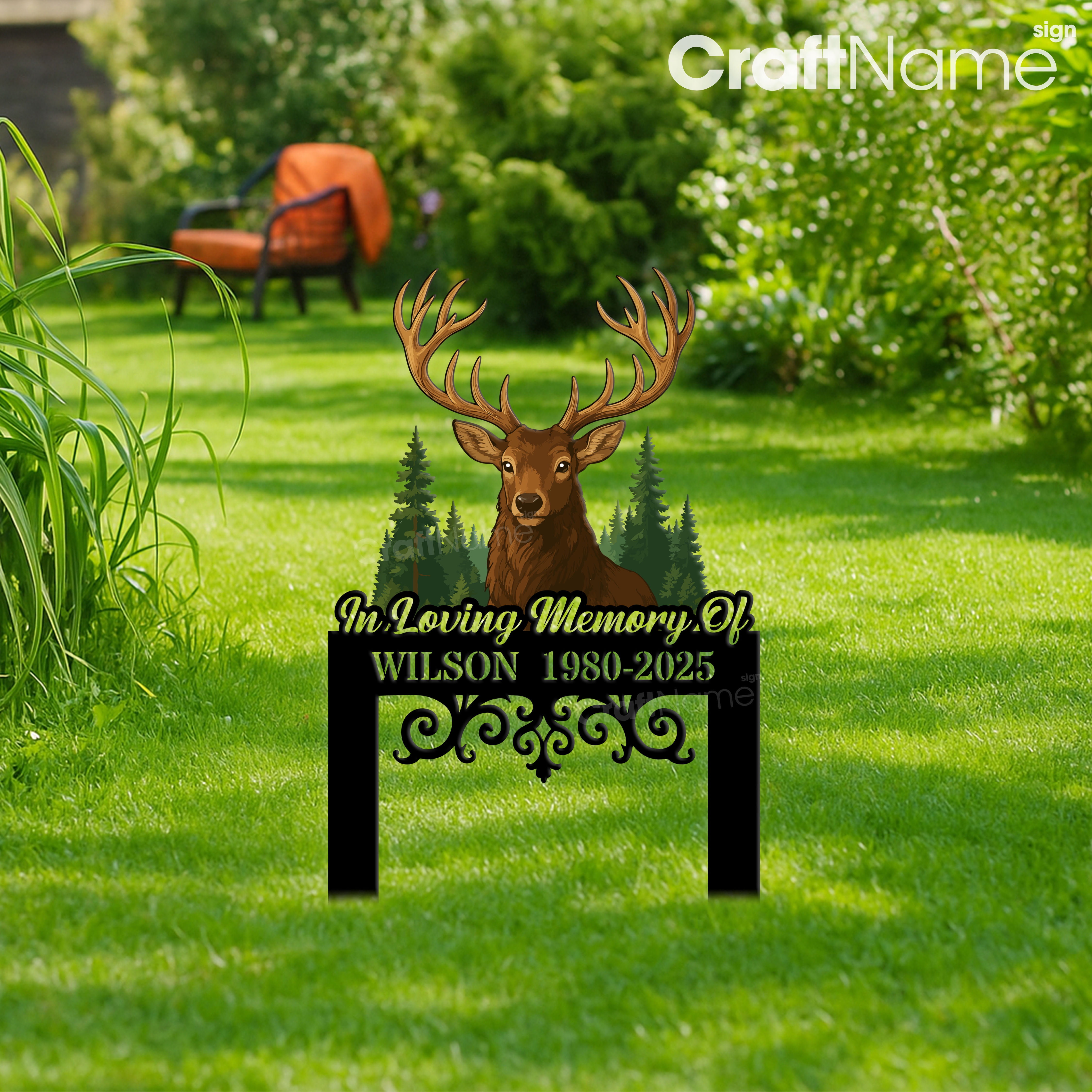 Craftnamesign Custom Deer Hunting Memorial Metal Garden Stake, Cemetery ...