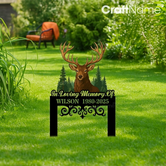 Craftnamesign Custom Deer Hunting Memorial Metal Garden Stake, Cemetery ...