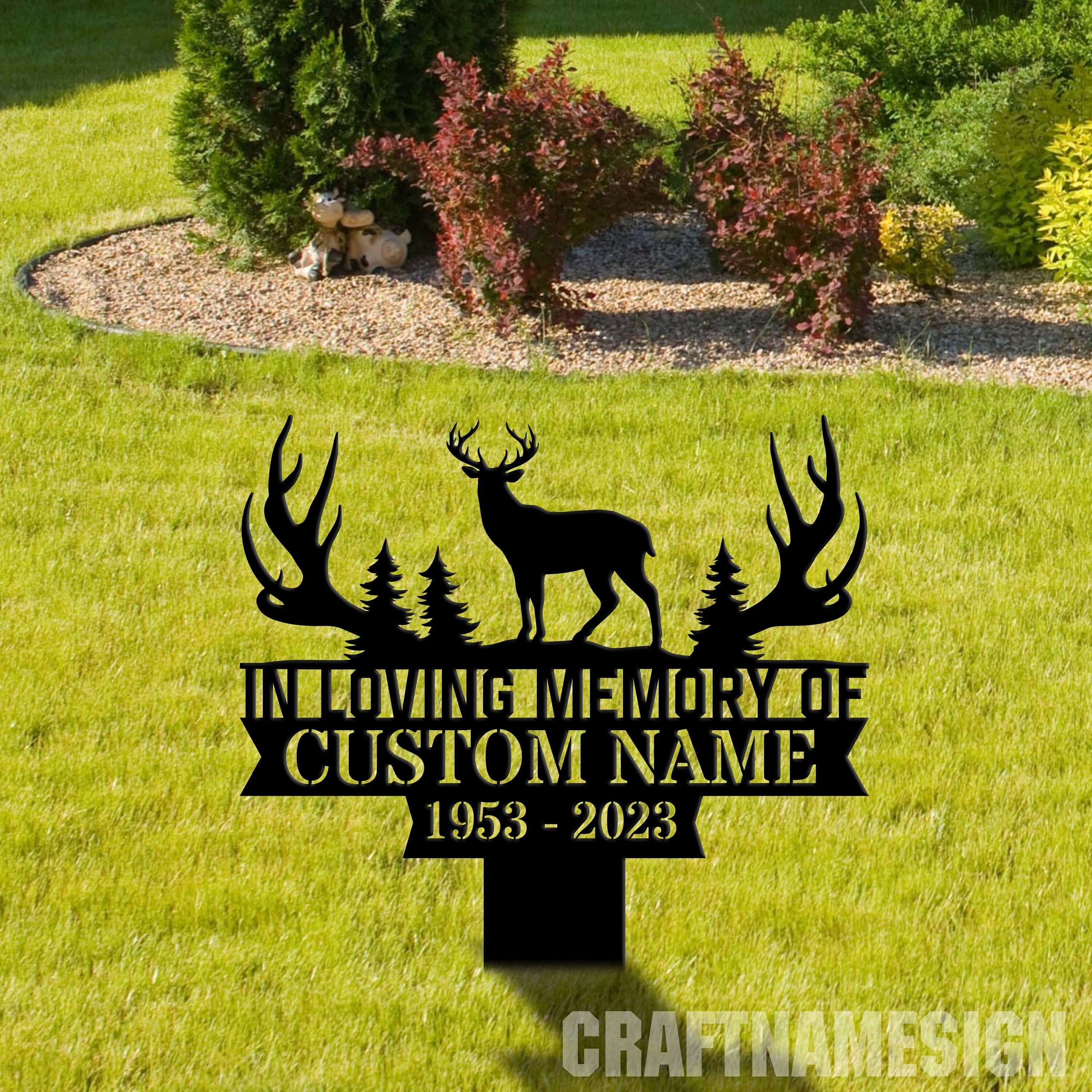 Craftnamesign Custom Deer Hunting Memorial Stake, Cemetery Stake, Grave ...